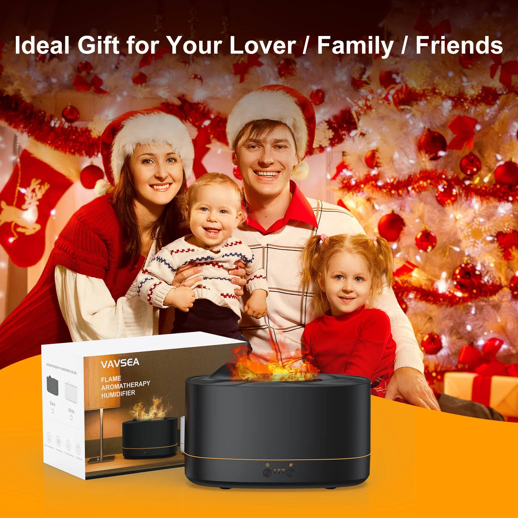 VAVSEA Essential Oil Diffuser, 7 Color Flame Diffuser Humidifier, 200ml ...