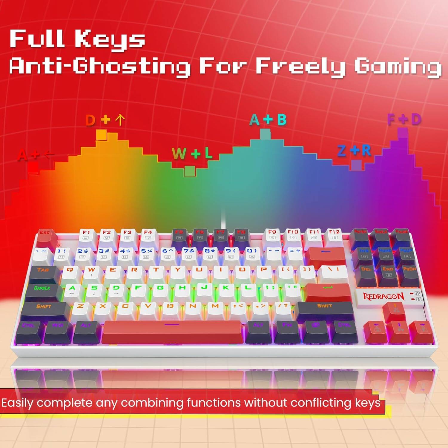 REDRAGON K552 Mechanical Gaming Keyboard, 87 Key Compact, LED Gaming ...