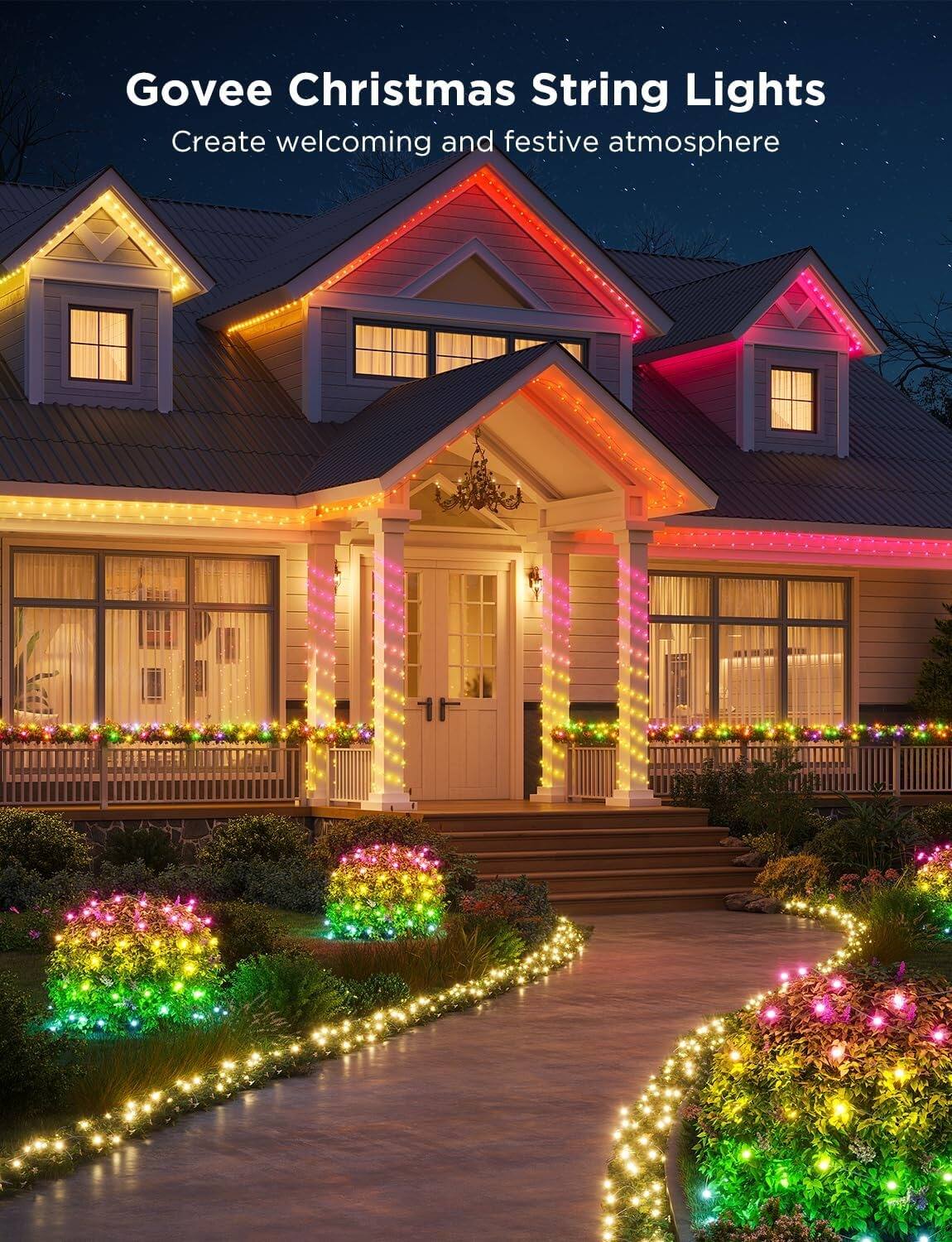 PARKER SLATER 66 foot smart RGBIC string lights with app control, 125 ...