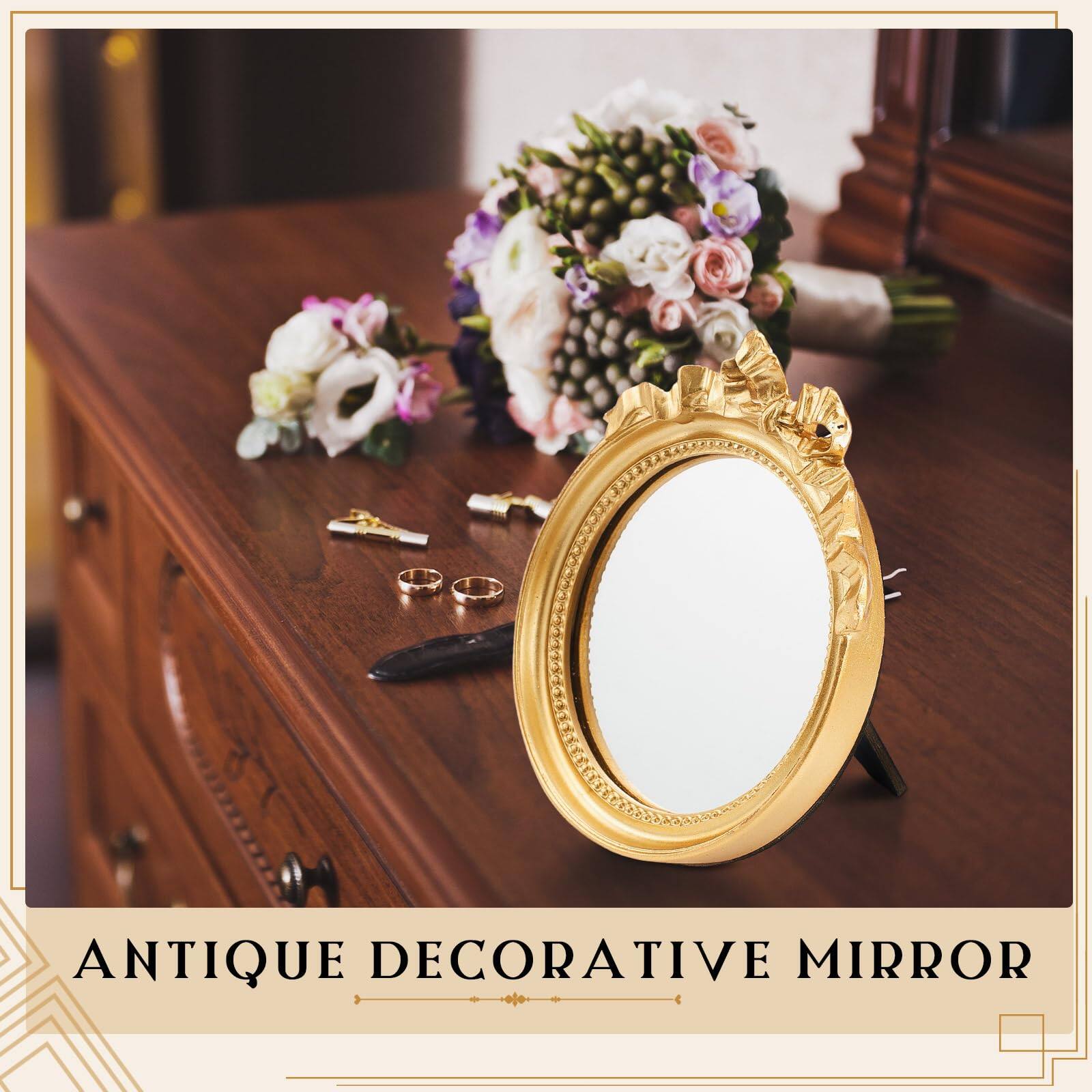 Pacoar Cade Small Vintage Wall Mirror Round Bow For Women Make Up ...