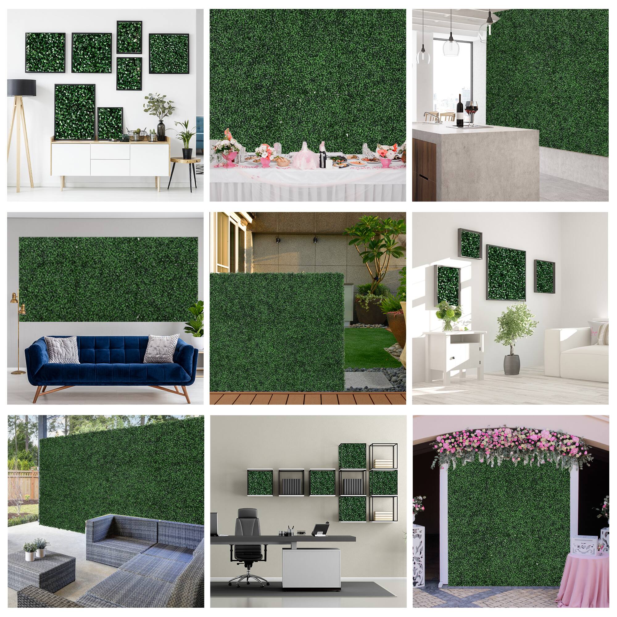 Outsunny 12PCs Grass Wall Panels, 20" x 20" Artificial Grass Wall Decor ...