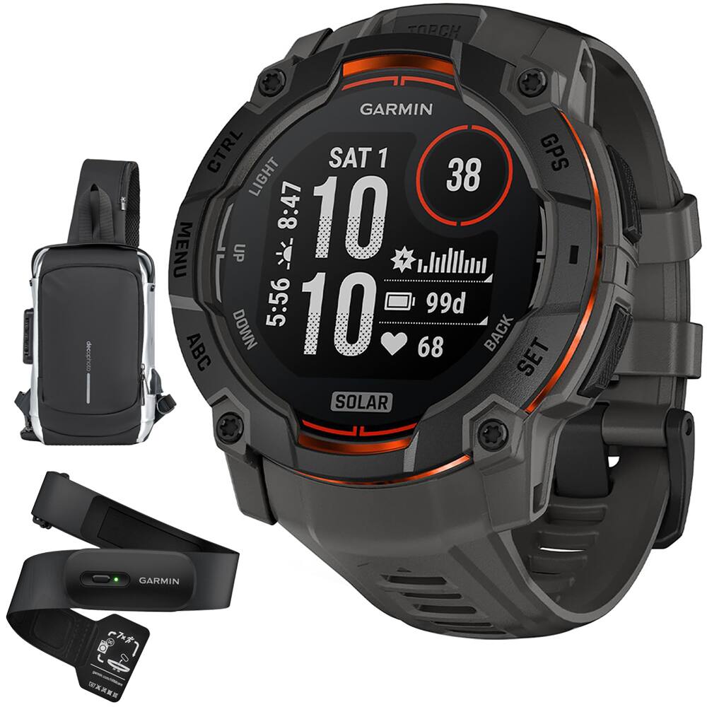 Garmin Instinct 3 50mm Outdoor GPS Smartwatch, SOLAR, Black w/ HRM 200 ...