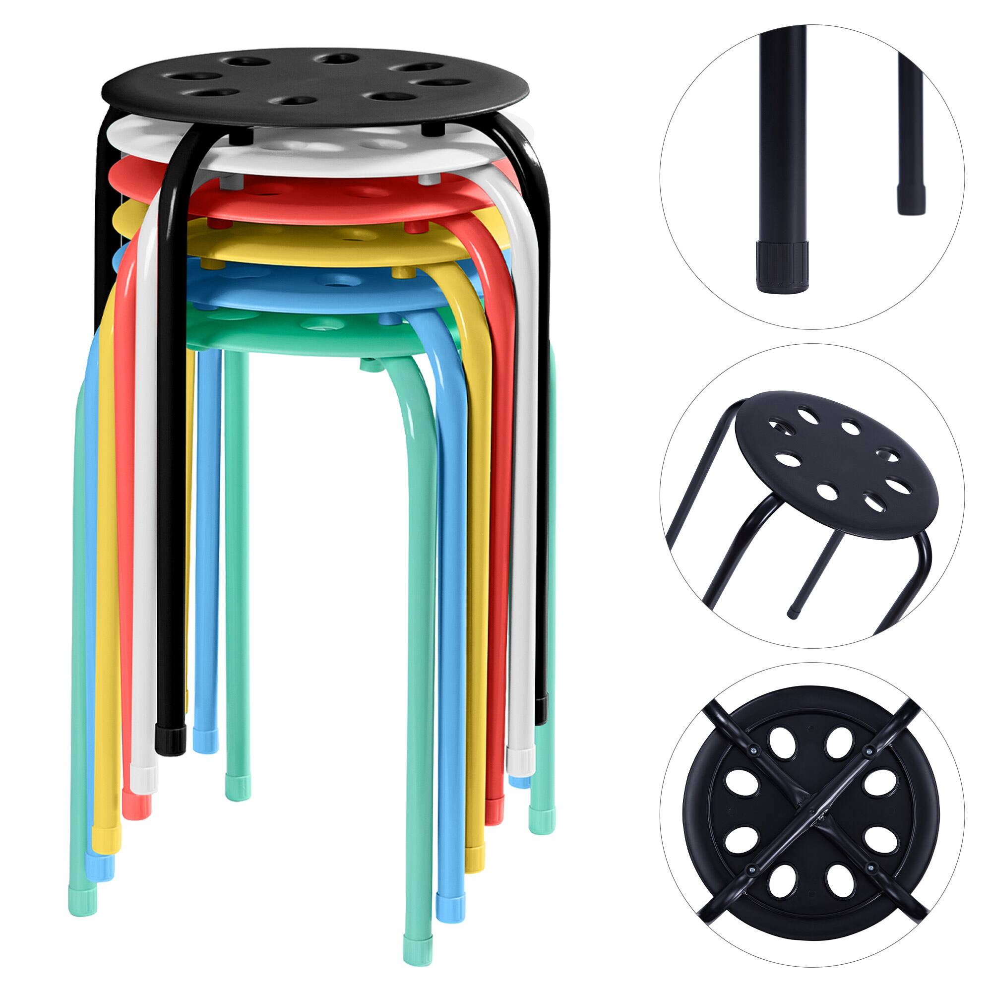 Vecelo 6Pcs Commercial Stackable Stools 265 lb Weight Capacity, Multi ...