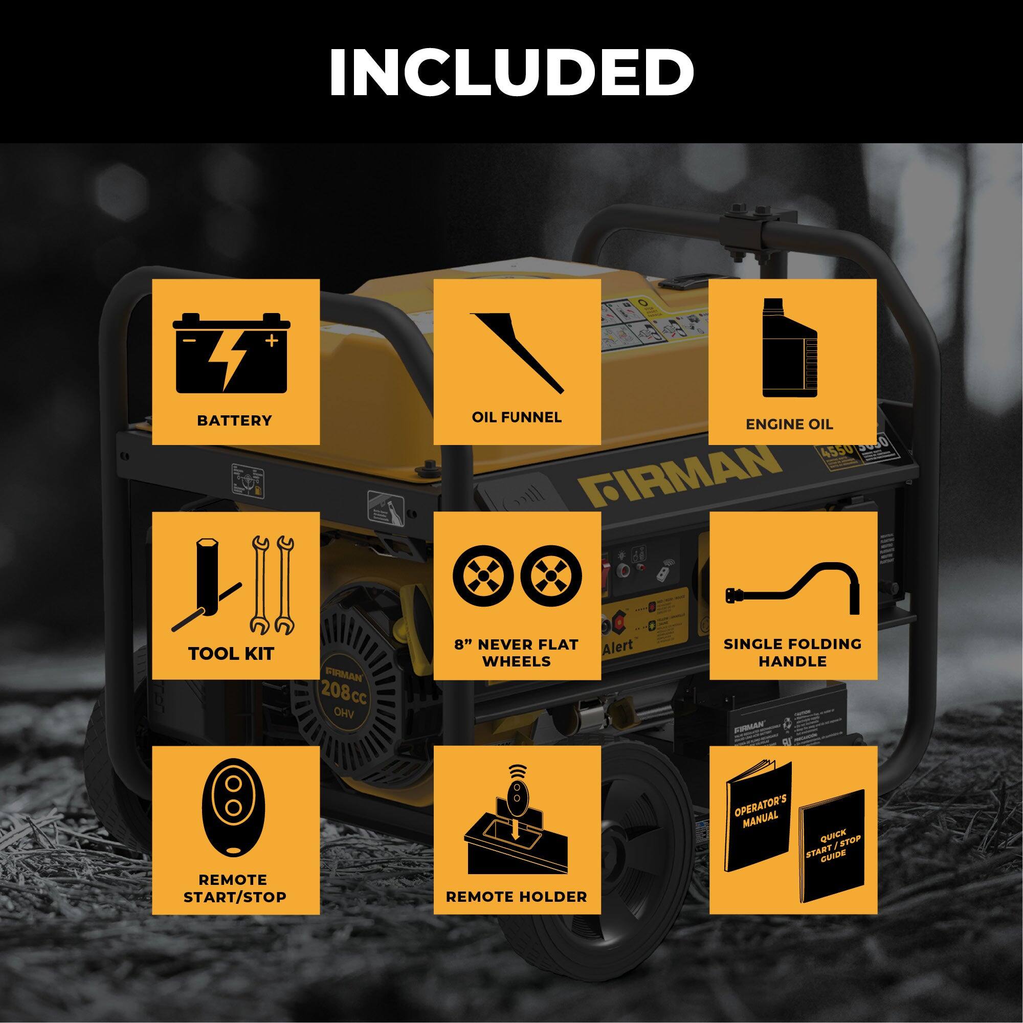 Firman P03628 Remote & Electric Start 120V RV Ready 4550 Watt Gasoline ...
