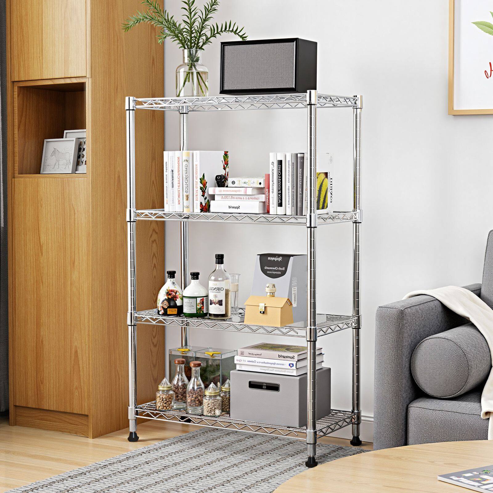 Mirfee 4 Tier Heavy Duty Storage Shelving Unit, 1000 LB Capacity Chrome ...