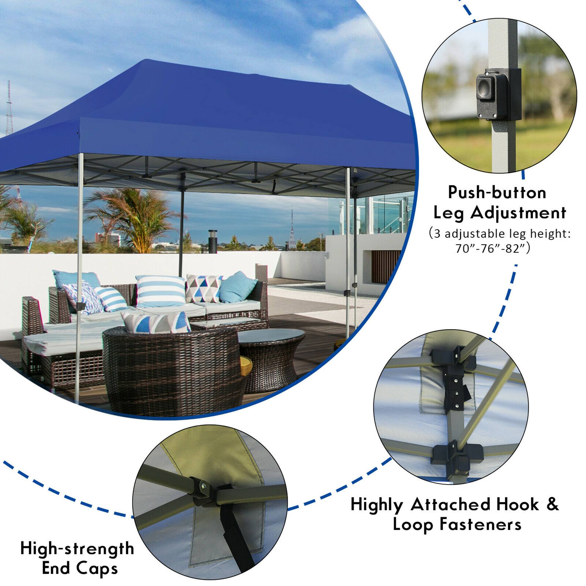 Costway 10'x20' Pop up Canopy Tent Folding Heavy Duty Sun Shelter ...