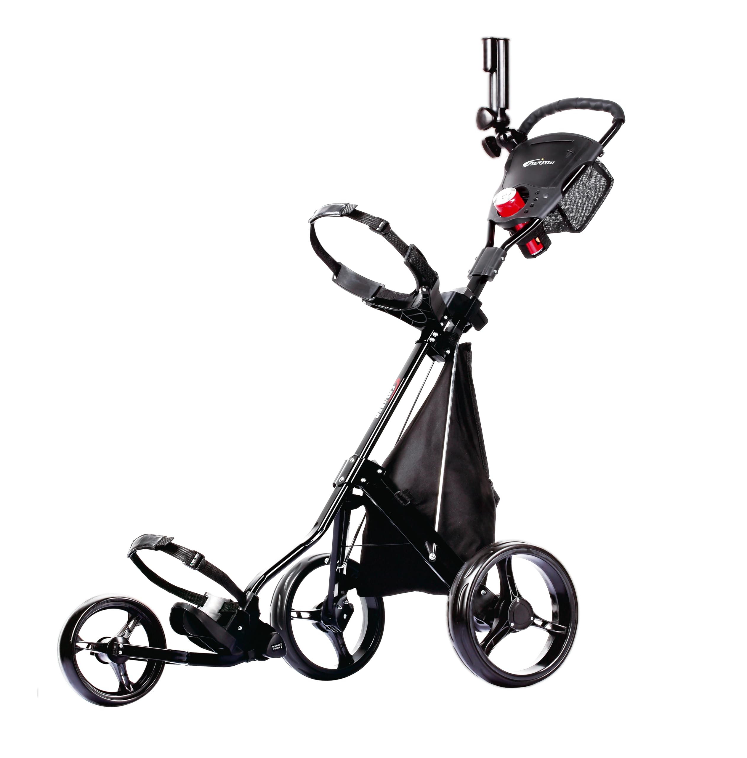 JETRANSPORT Cruiser 3 wheel Golf Push Cart With Stabilizer Rods Handle ...