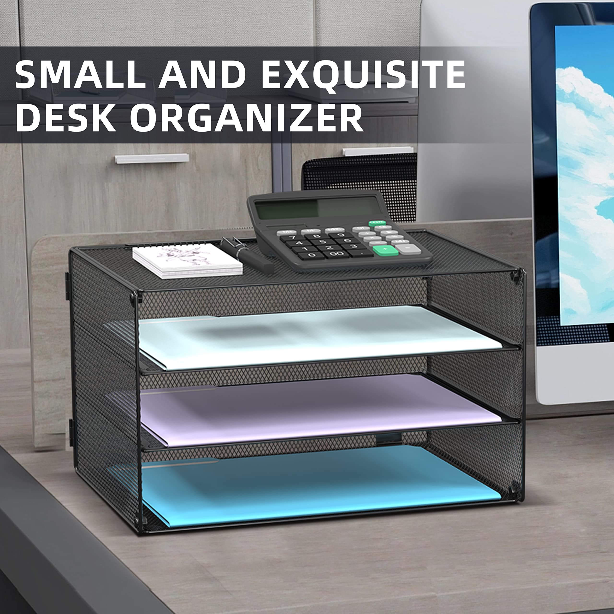 Paradigms Interiors 3 Tier Letter Tray Paper Organizer Mesh Metal Desk ...