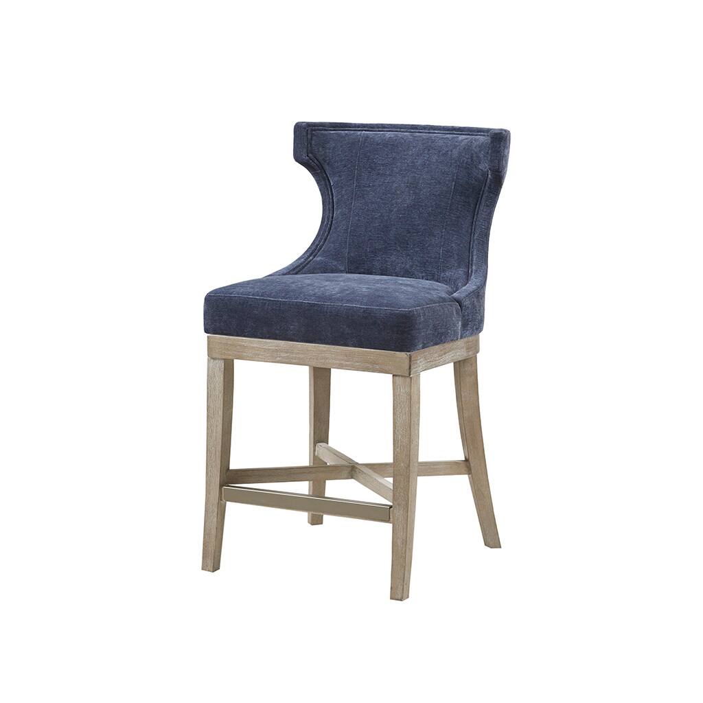 Gracie Mills Allie Swivel Wingback Counter Stool with Metal Kickplate ...
