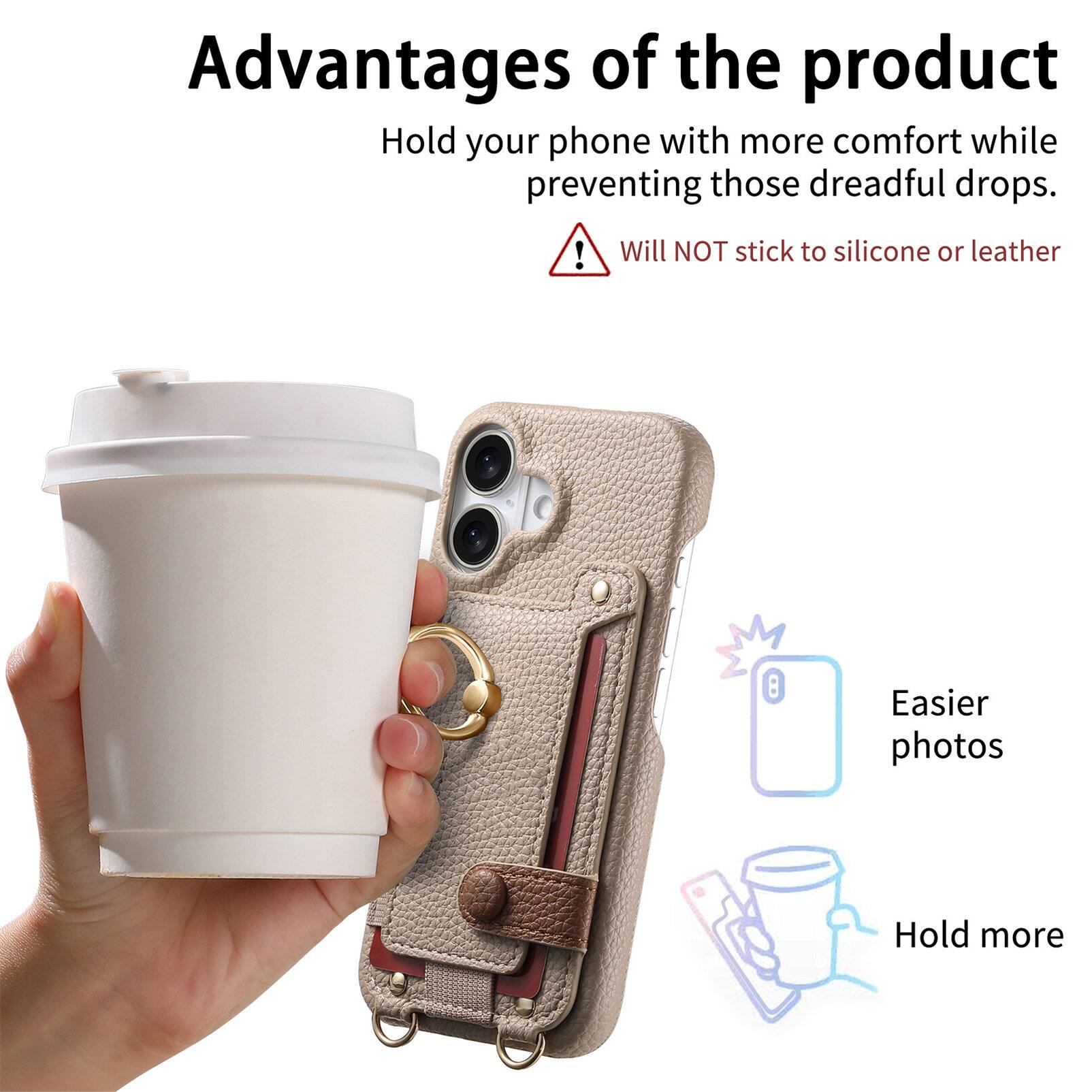 Dteck Lychee Texture Wallet Case for Apple iPhone 17 with Metal Ring ...