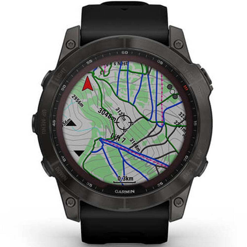 Garmin Fenix 7X Sapphire Solar Smartwatch Carbon w/ Black Band + 2 Year Warranty Carbon Gray DLC ...