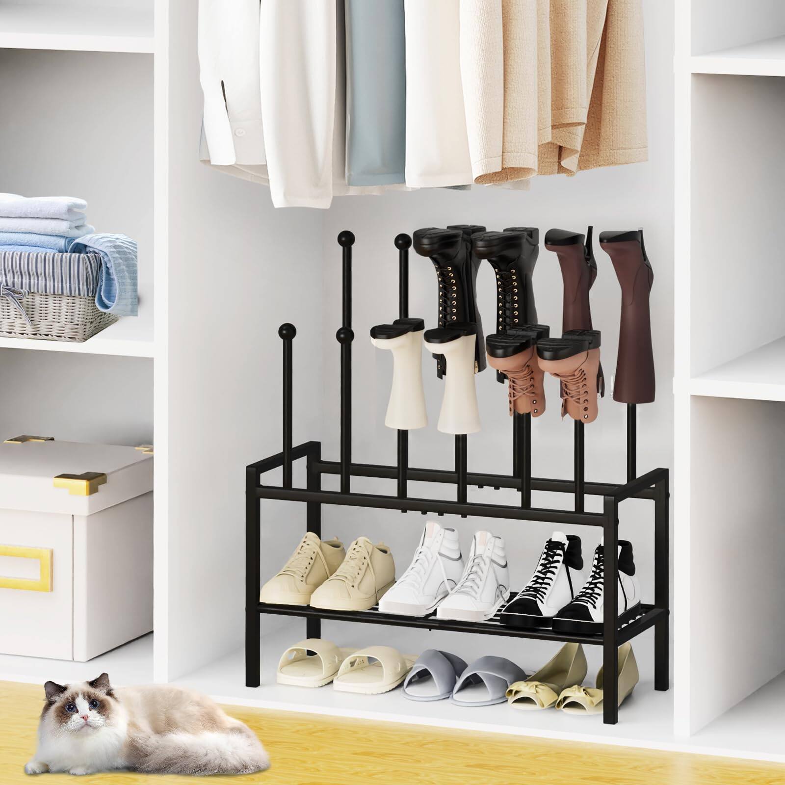 Refined Abode Design Tall Boot Shoe Rack Freestanding Metal Racks With ...