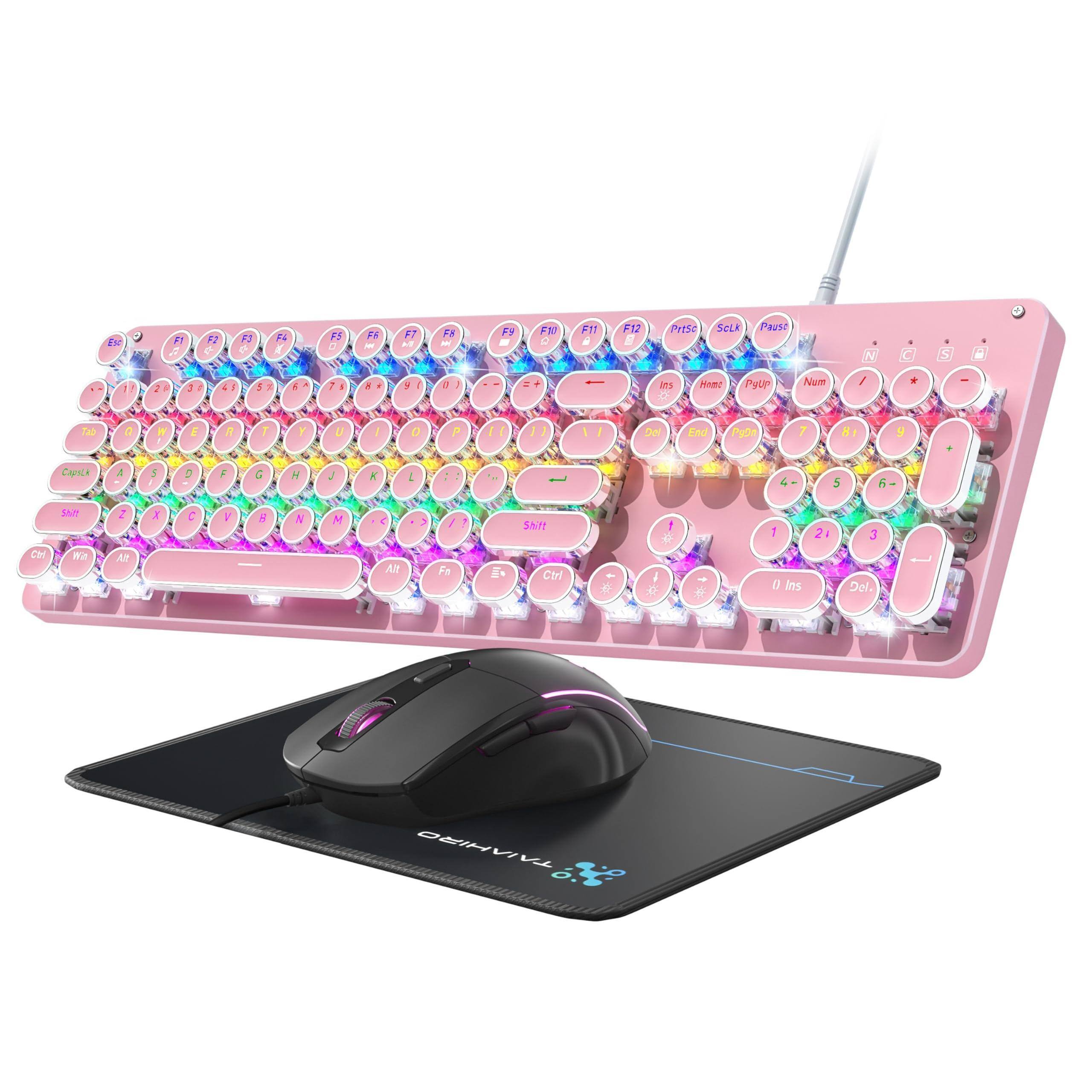 Live At Space Typewriter Style Mechanical Gaming Blue Rainbow Led ...