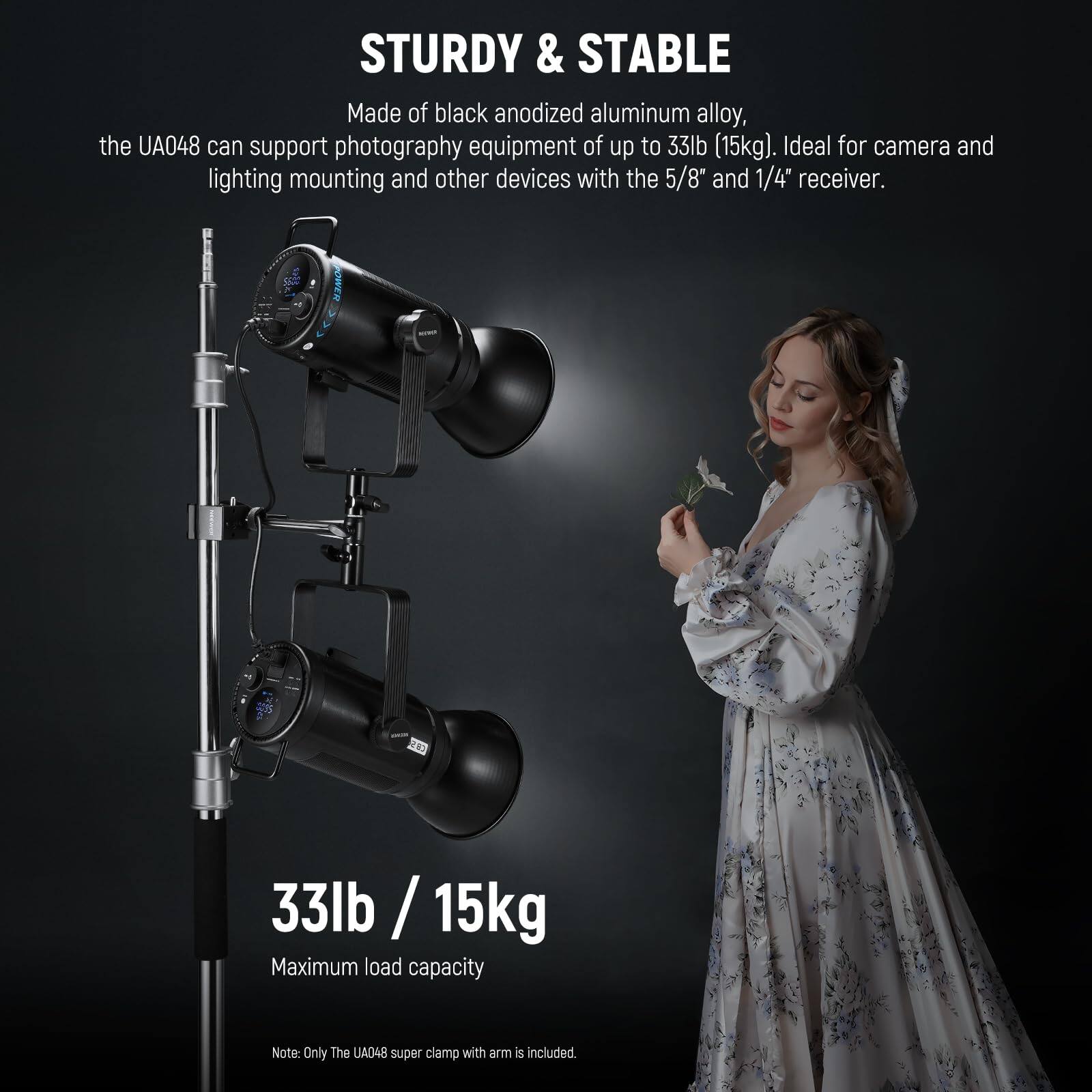 Neewer Super Clamp with 6" Extension Arm 33lb Max Load for Studio ...