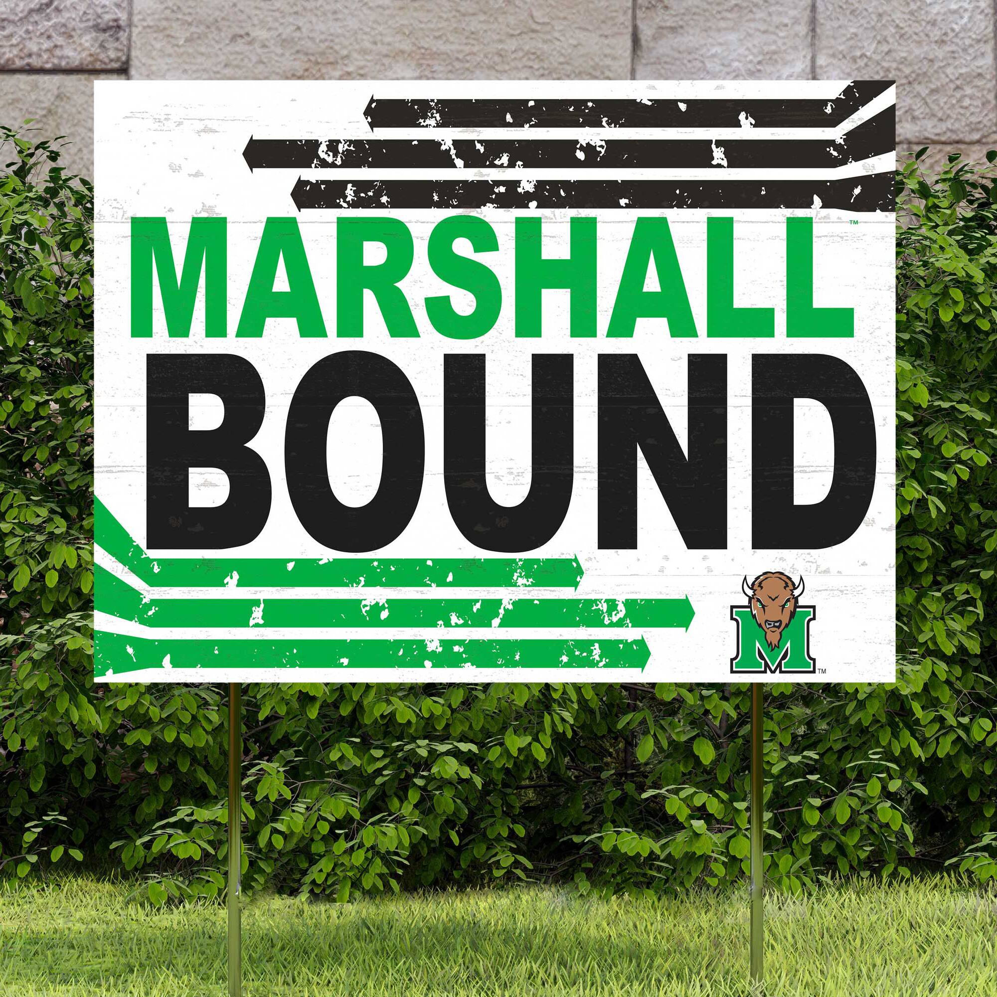 Jardine Marshall Thundering Herd 18'' x 24'' Bound Yard Sign White ...