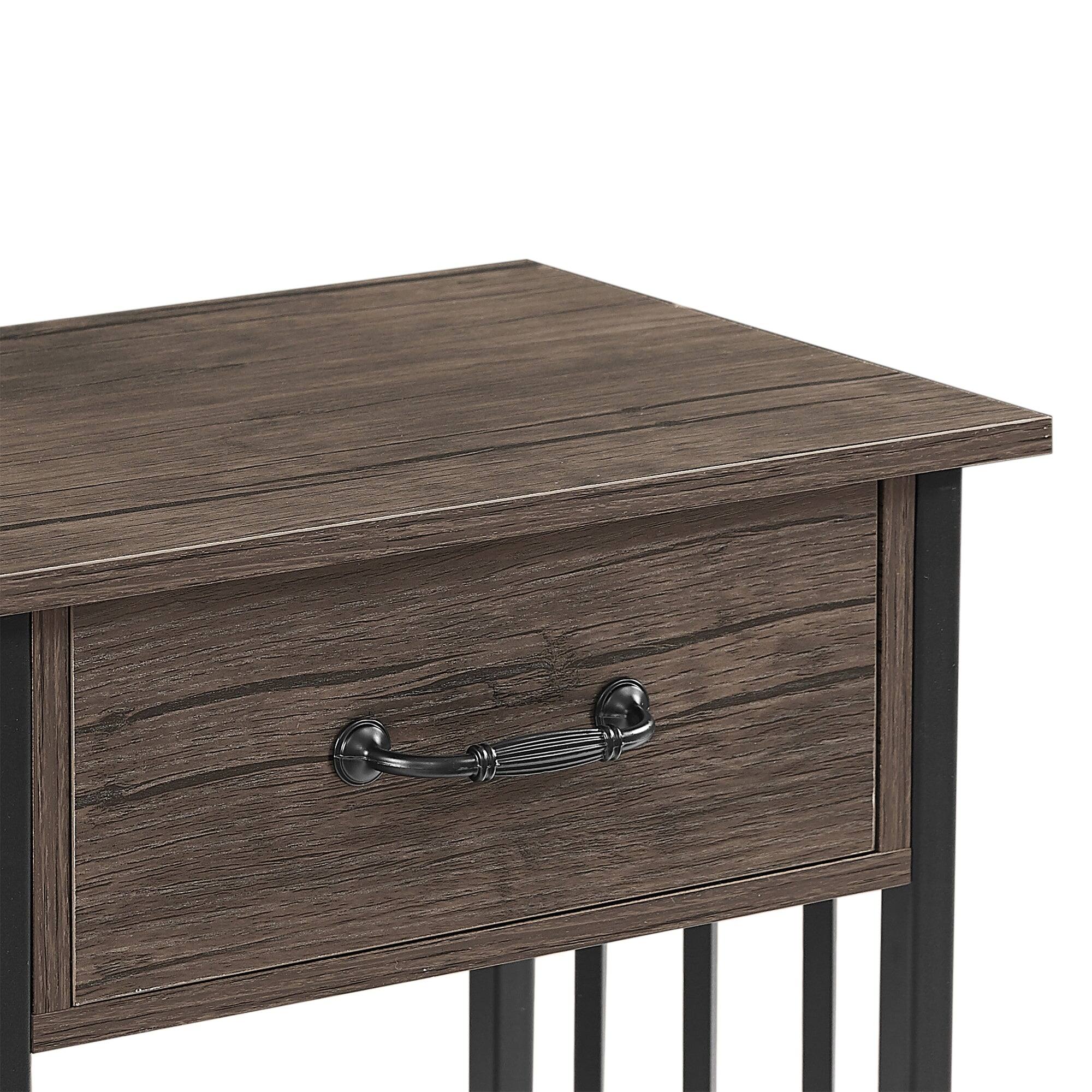 Vecelo Industrial Nightstand Bedside Table with Drawer, Compact End ...