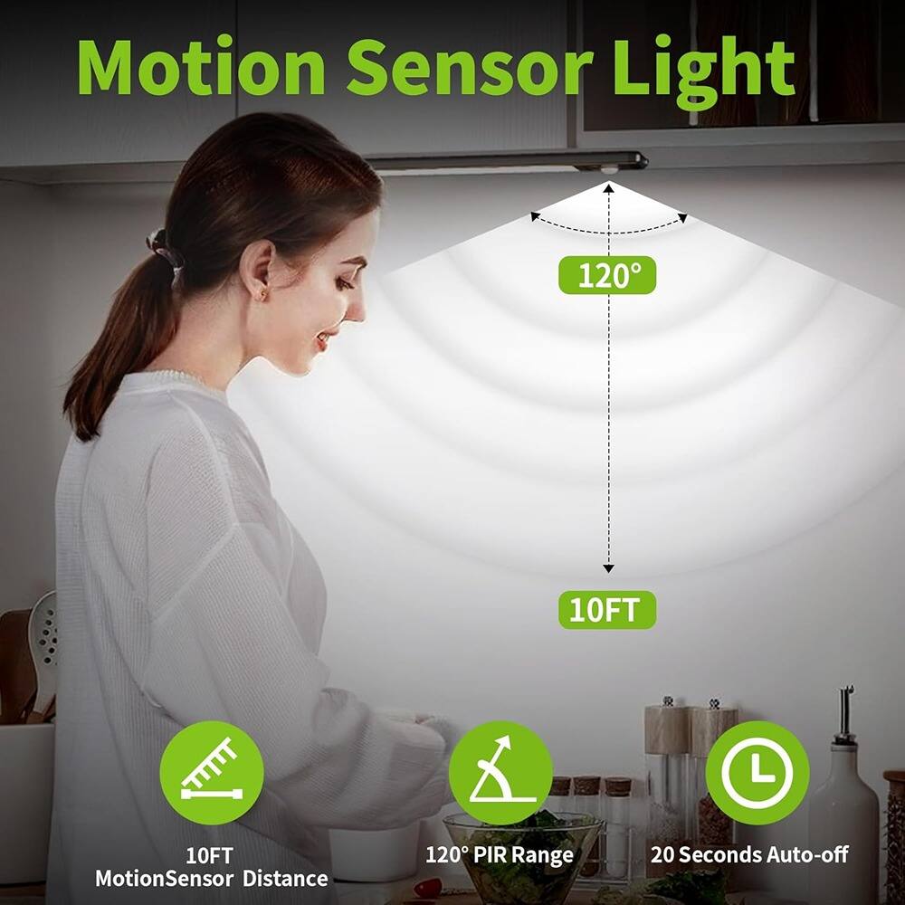 ACJPR Under Cabinet Motion Sensor Light 2 Pack, 76 LED Rechargeable ...