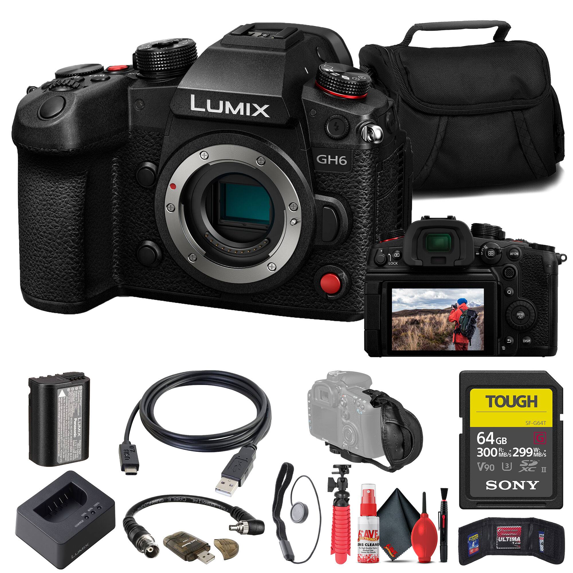 Panasonic LUMIX GH6 Mirrorless Camera + 64GB TOUGH SD Card + Card ...