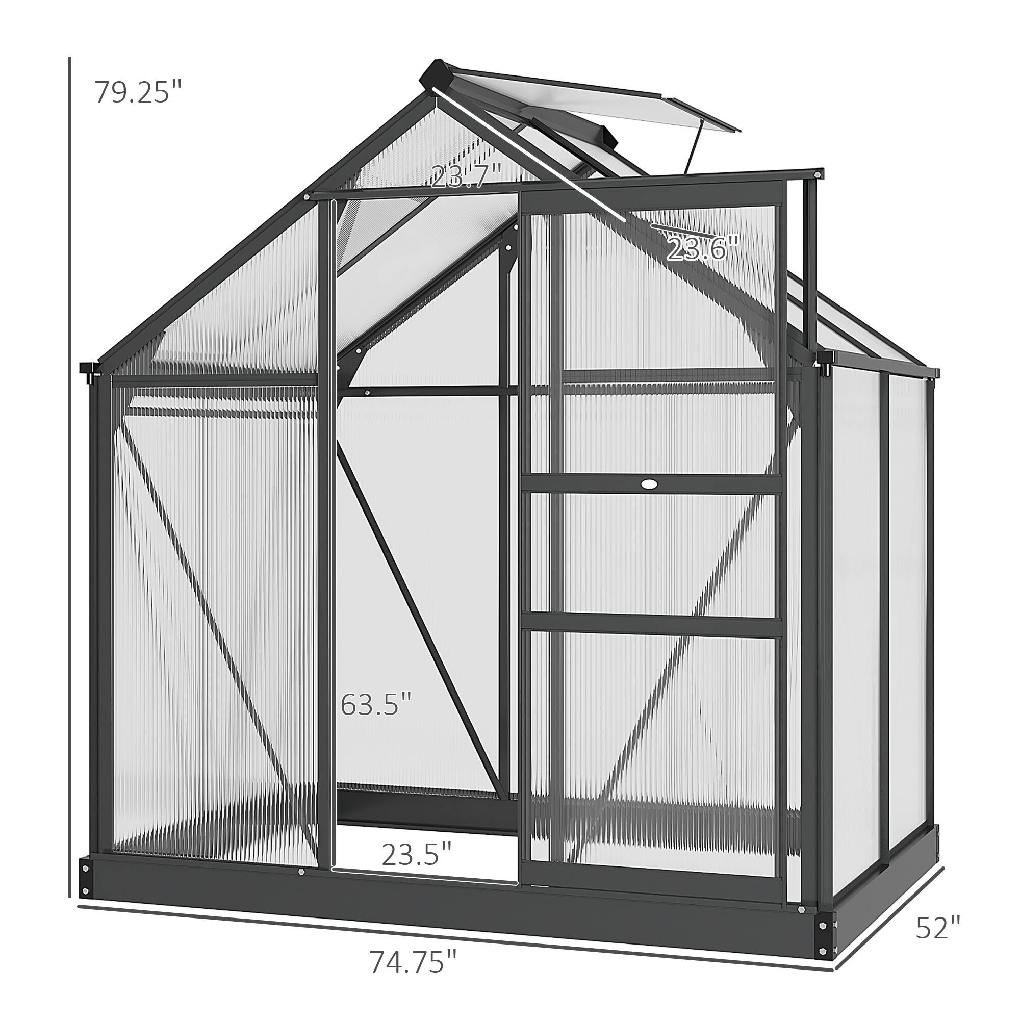 Outsunny 6' x 4' Greenhouse for Outdoors, Polycarbonate Greenhouse with ...