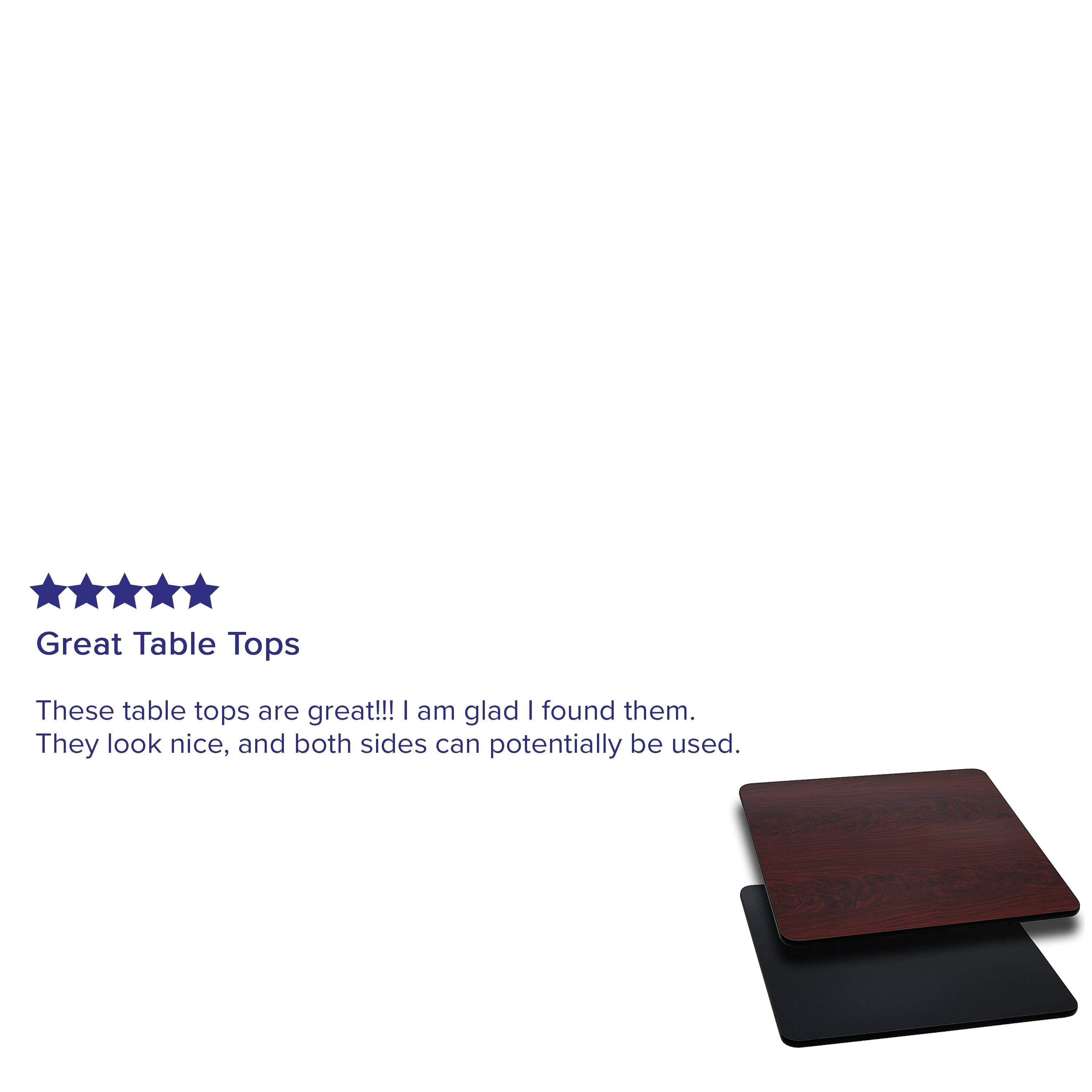 Emma + Oliver 30" Square Table Top with Reversible Laminate Top Black ...