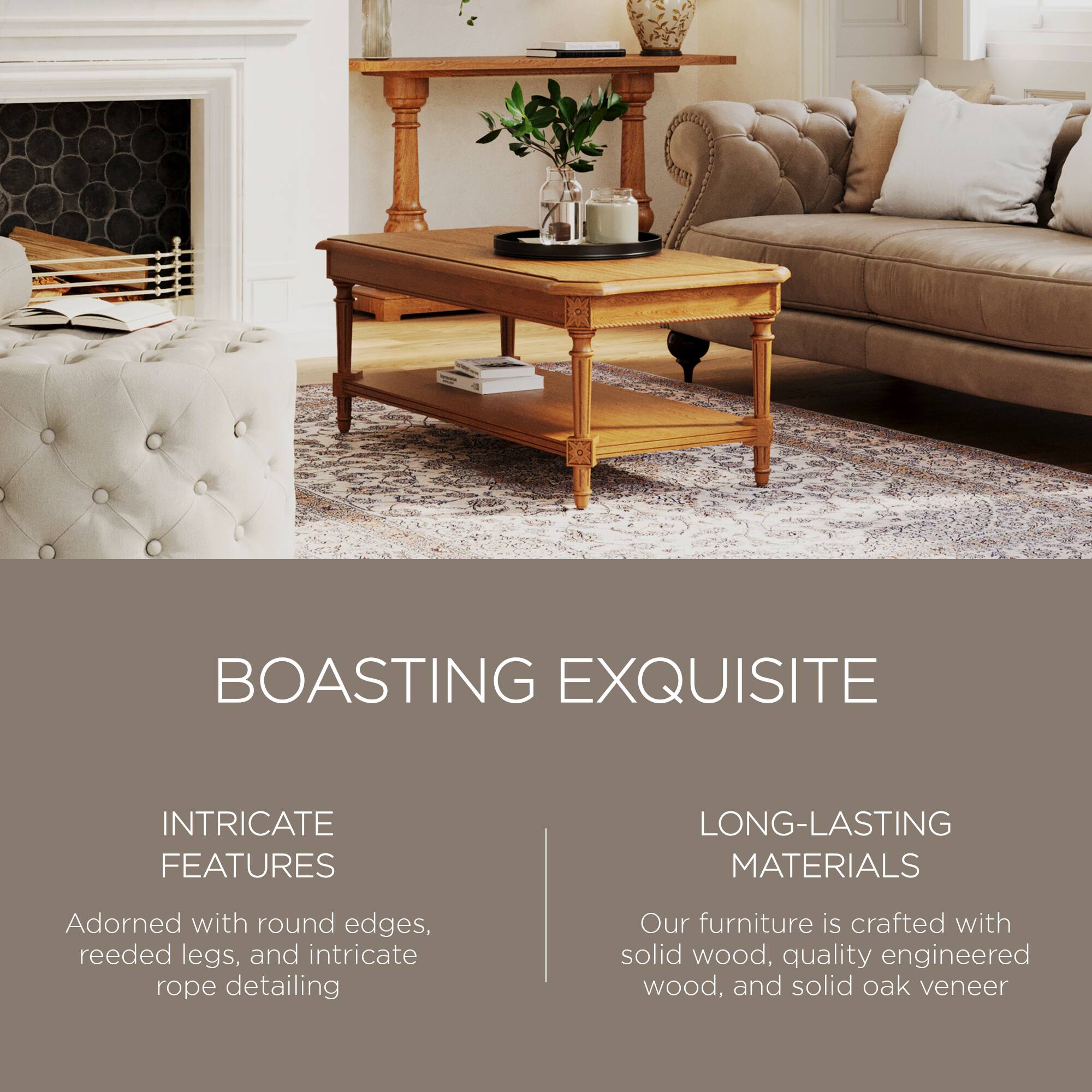 Maven Lane Pullman Traditional Rectangular Wood Coffee Table, Finish ...