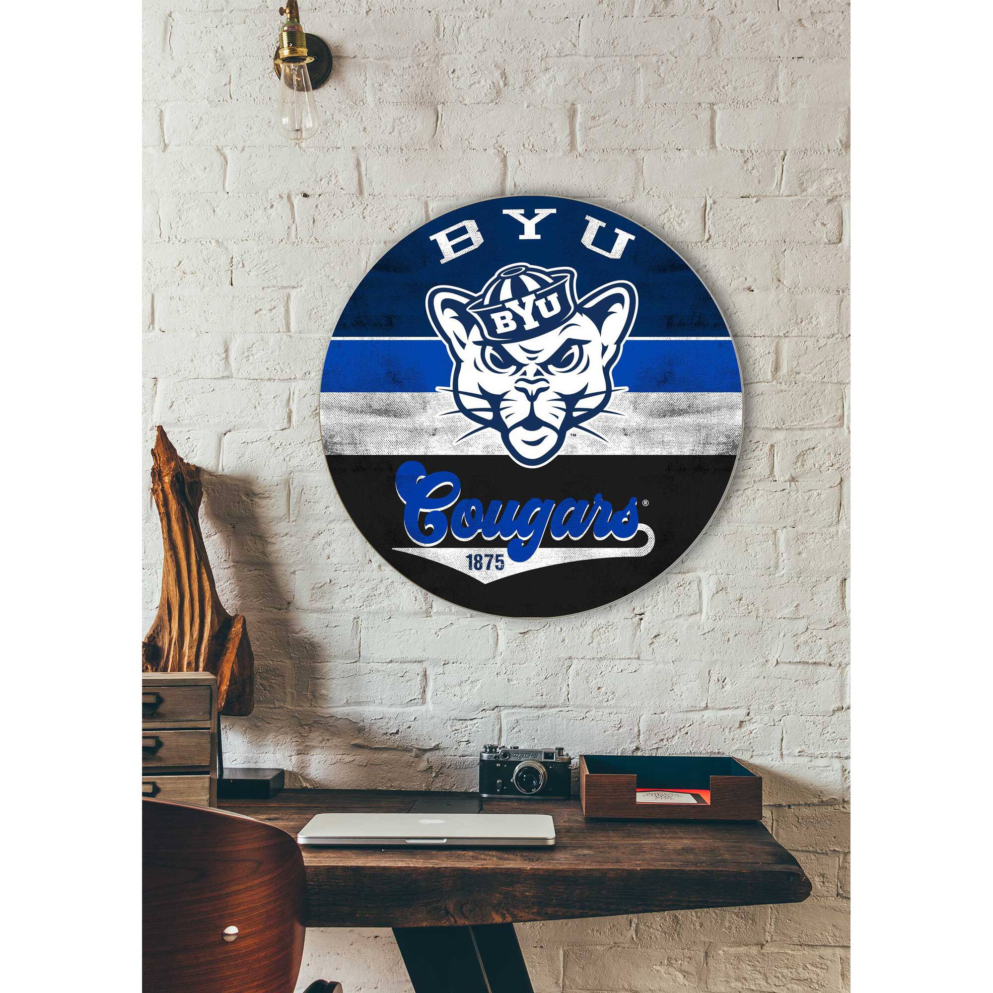 Jardine BYU Cougars 20'' x 20'' Retro Logo Circle Sign Navy 4965574 ...