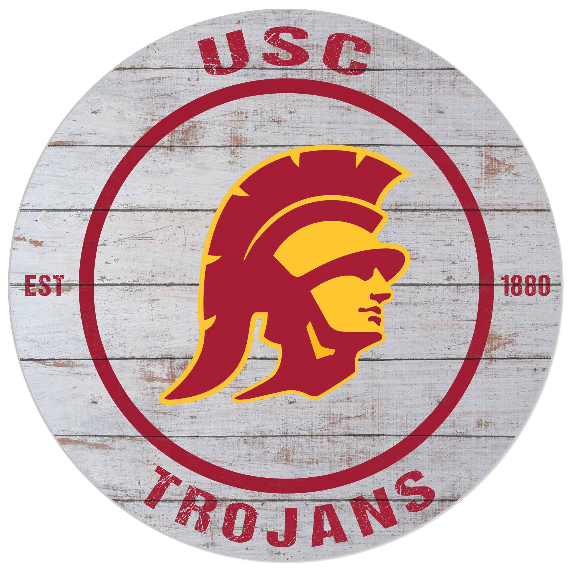 Jardine USC Trojans 20'' x 20'' Indoor/Outdoor Weathered Circle Sign ...