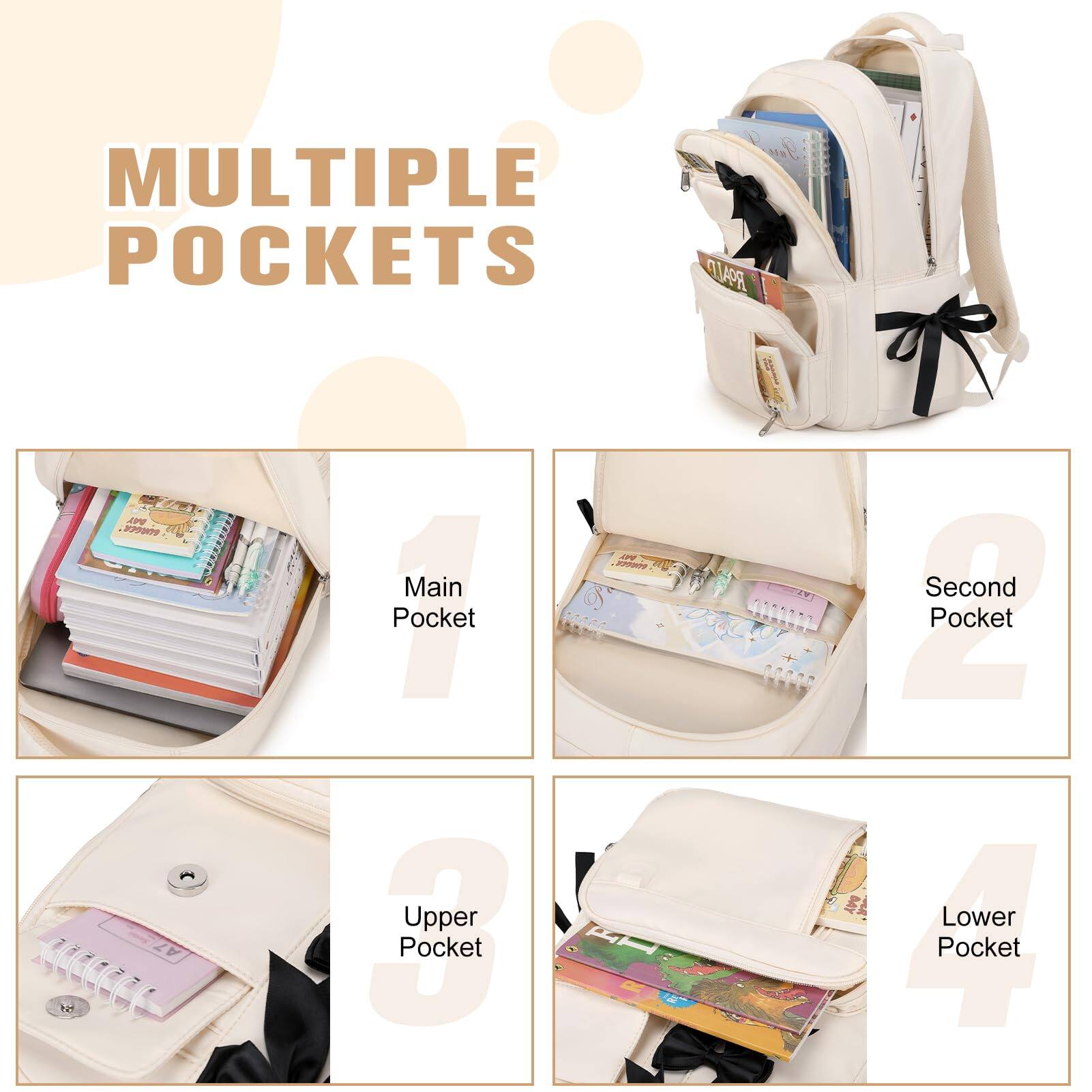 Cozy Serene Backpack For Gilrs Cute School Bags With Lunch Bag Pen Case ...