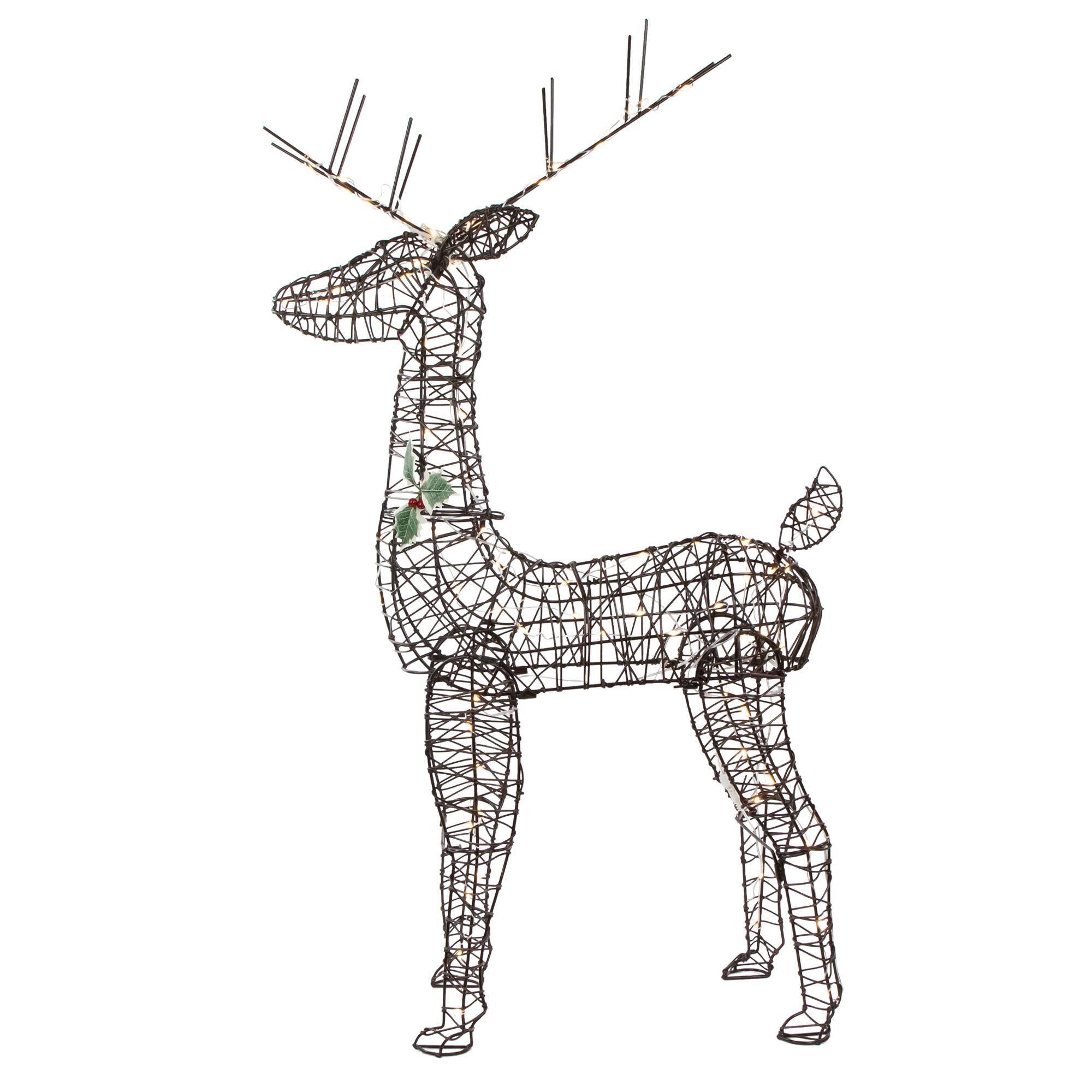 Northlight 45.5" LED Lighted Rattan Deer Outdoor Christmas Decoration ...