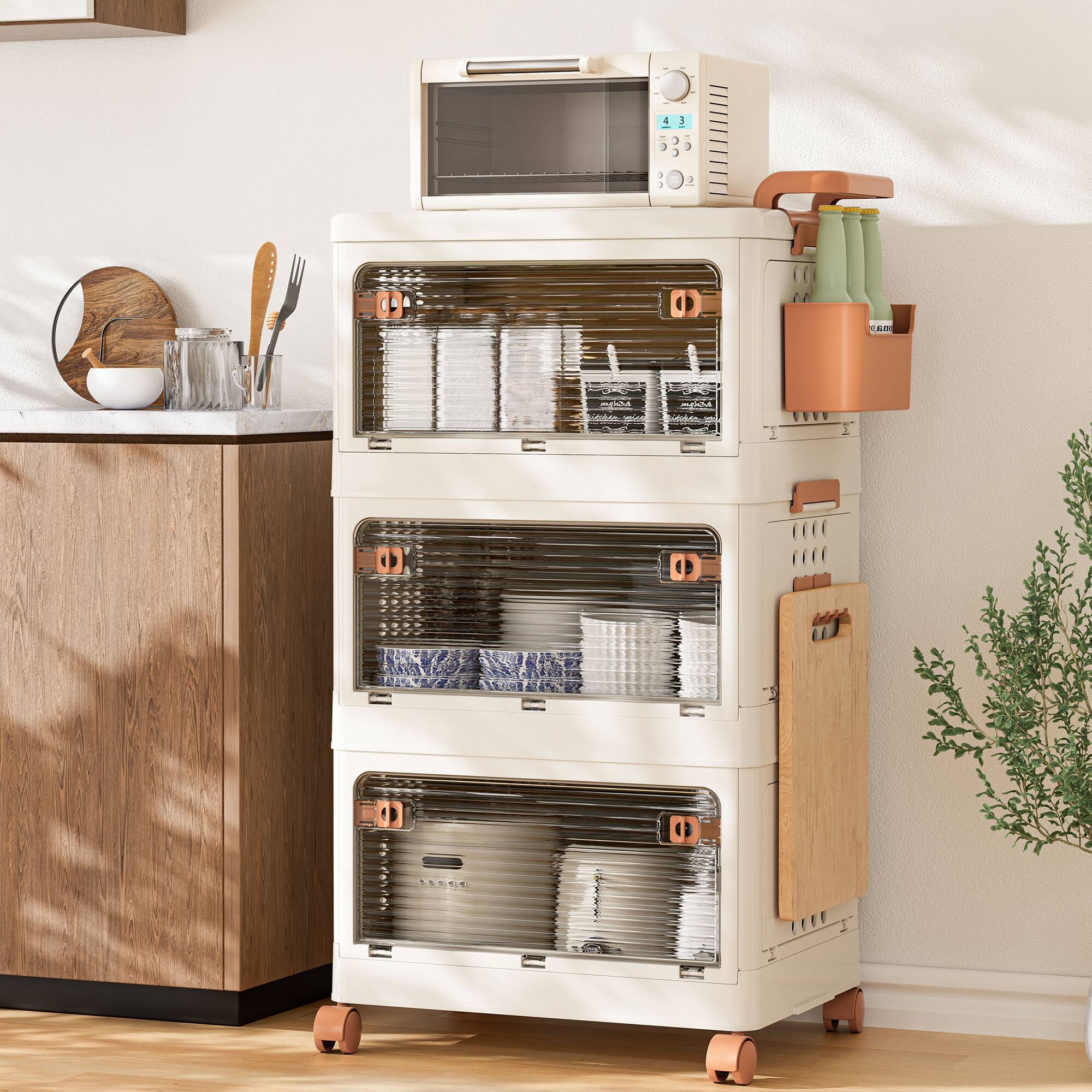 KERDOM 3 Tier Storage Bin with Lid, 46QT Stackable Closet Organizers ...