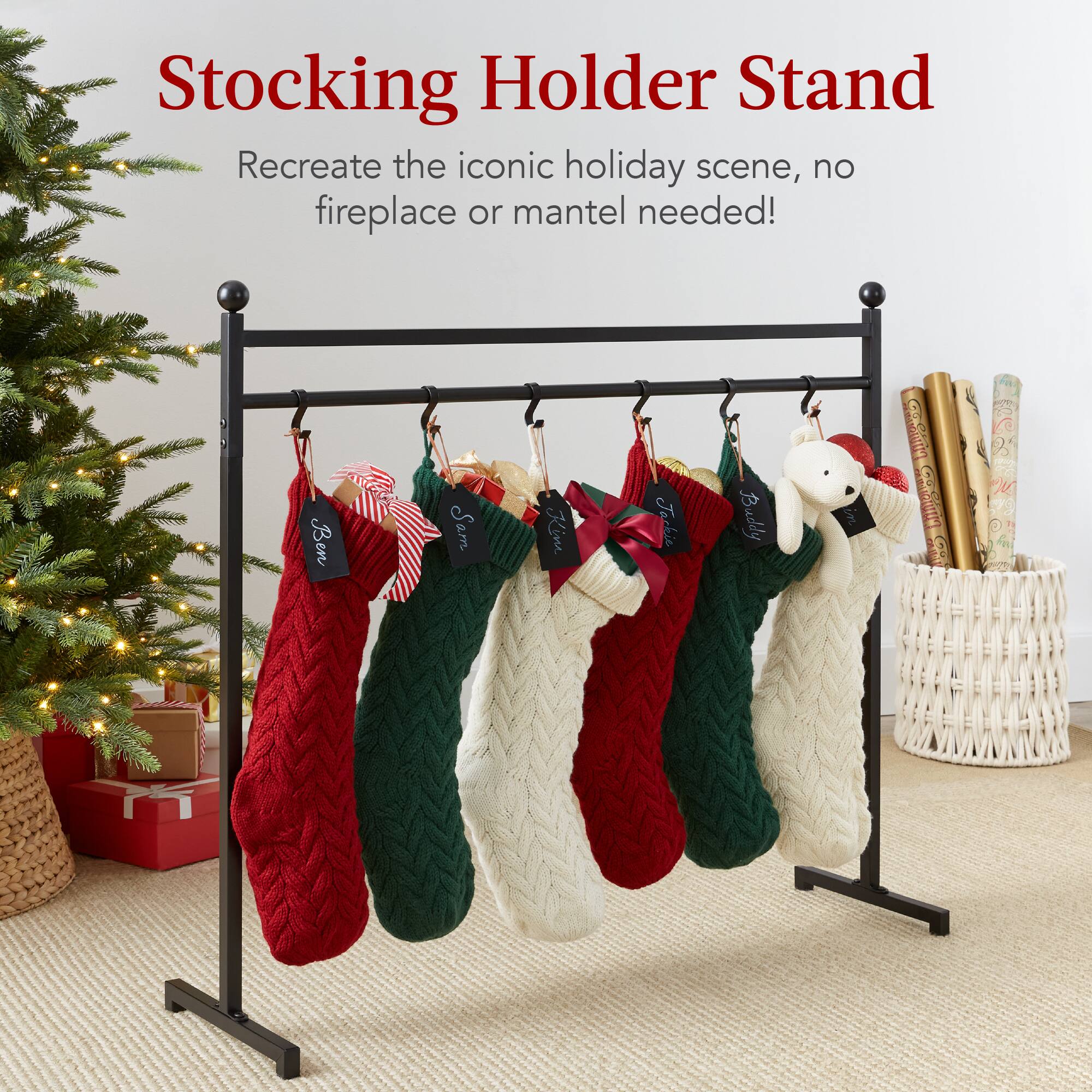 Best Choice Products 3ft Christmas Stocking Stand, Hanging Holiday ...
