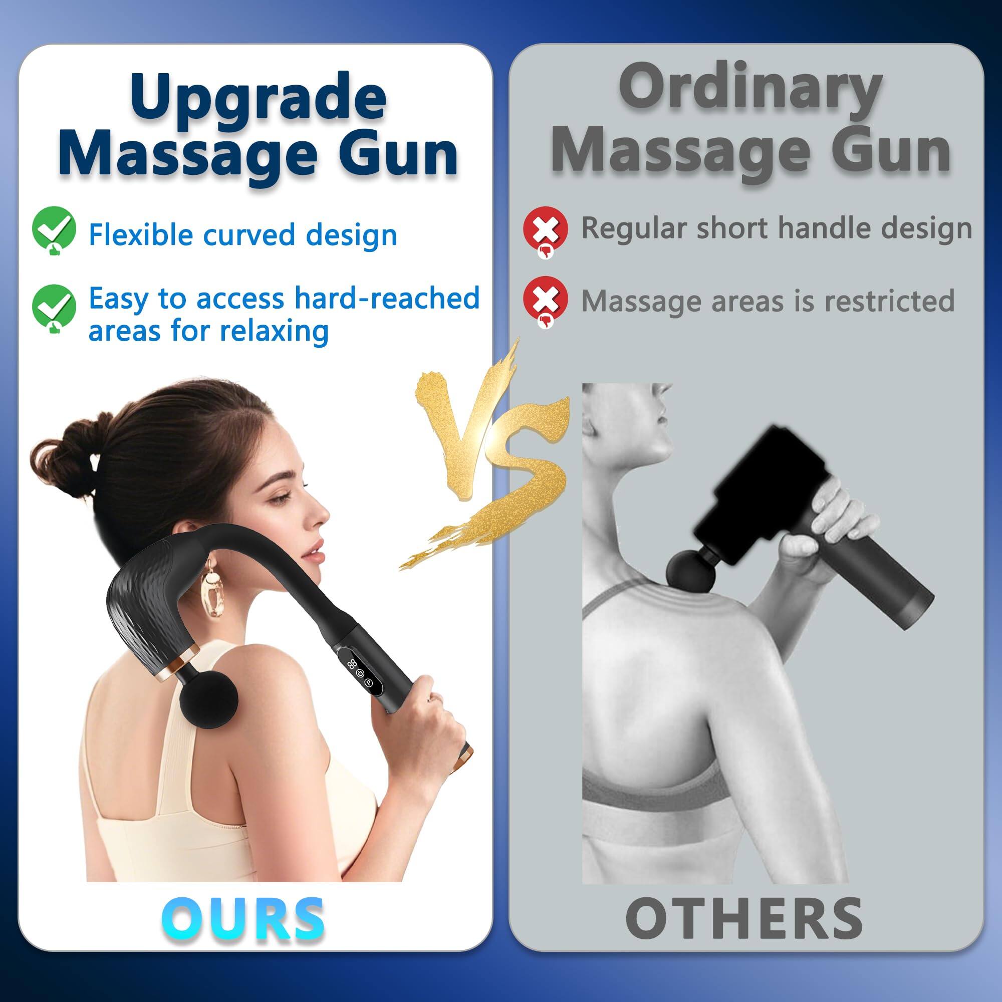 Live At Space Deep Tissue Massage Gun with Extension Handle, 4 Heads, 6 ...