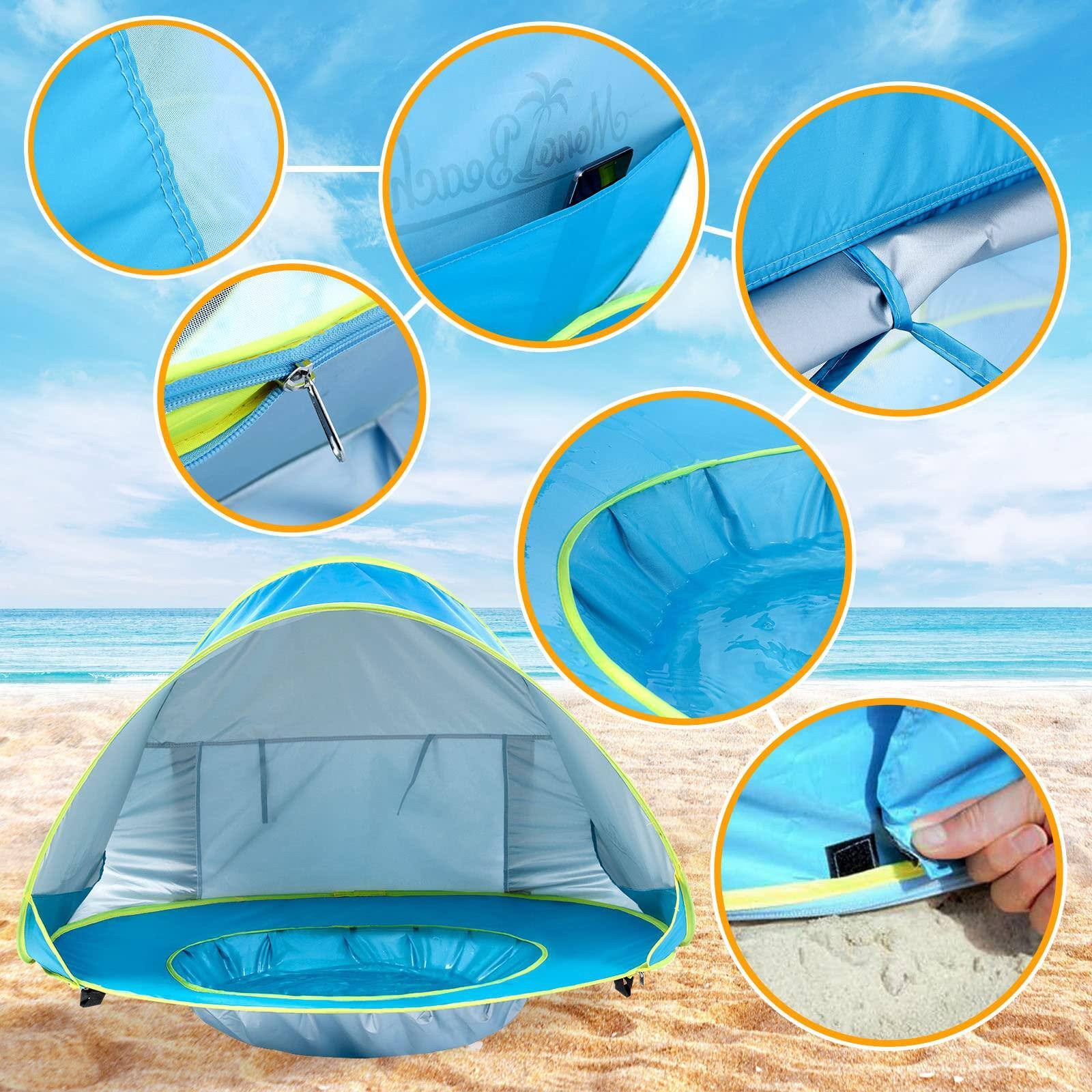 Paradigms Interiors Beach Tent Pop Up Portable Shade Pool Uv Protection Sun Shelter For 07 Ocean ...