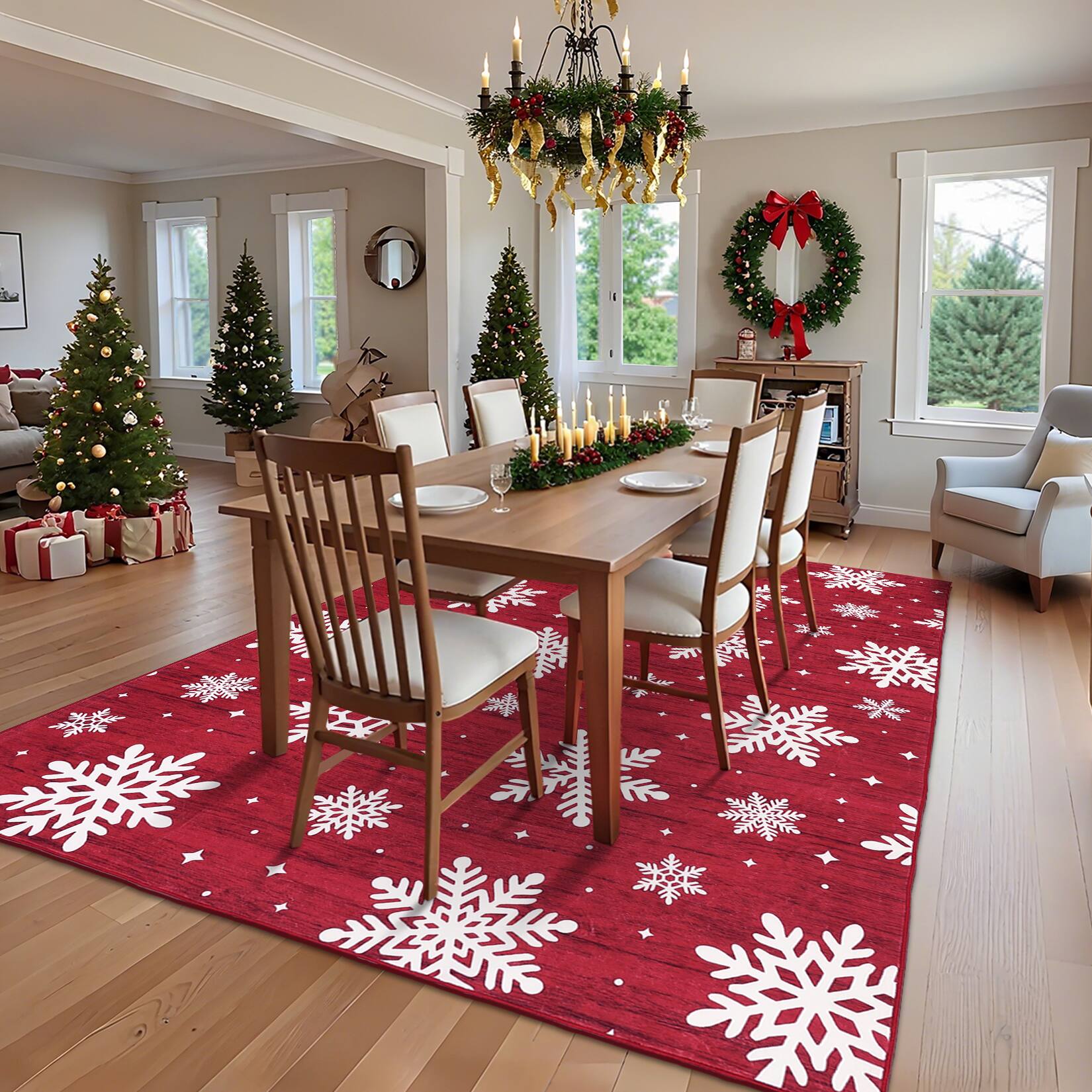 GARVEE Christmas Snowflake Washable Area Rug Non Slip Soft Living Room ...