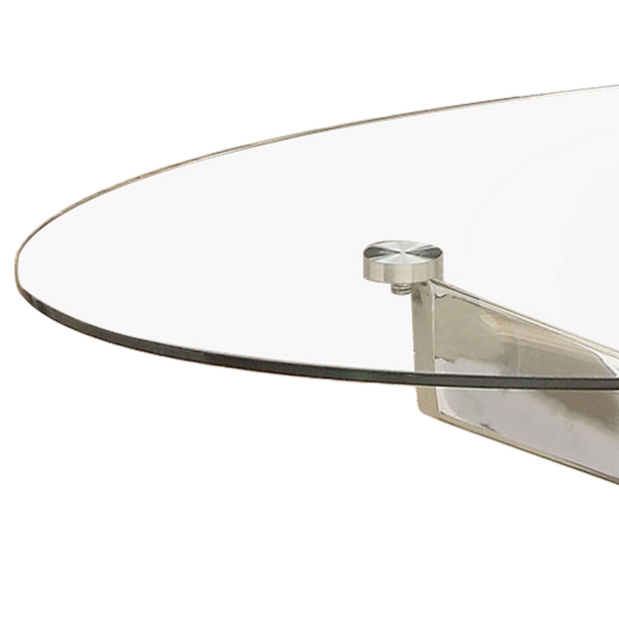 Manhattan Lane Oval Shape Glass Top Coffee Table with Criss Cross Base ...