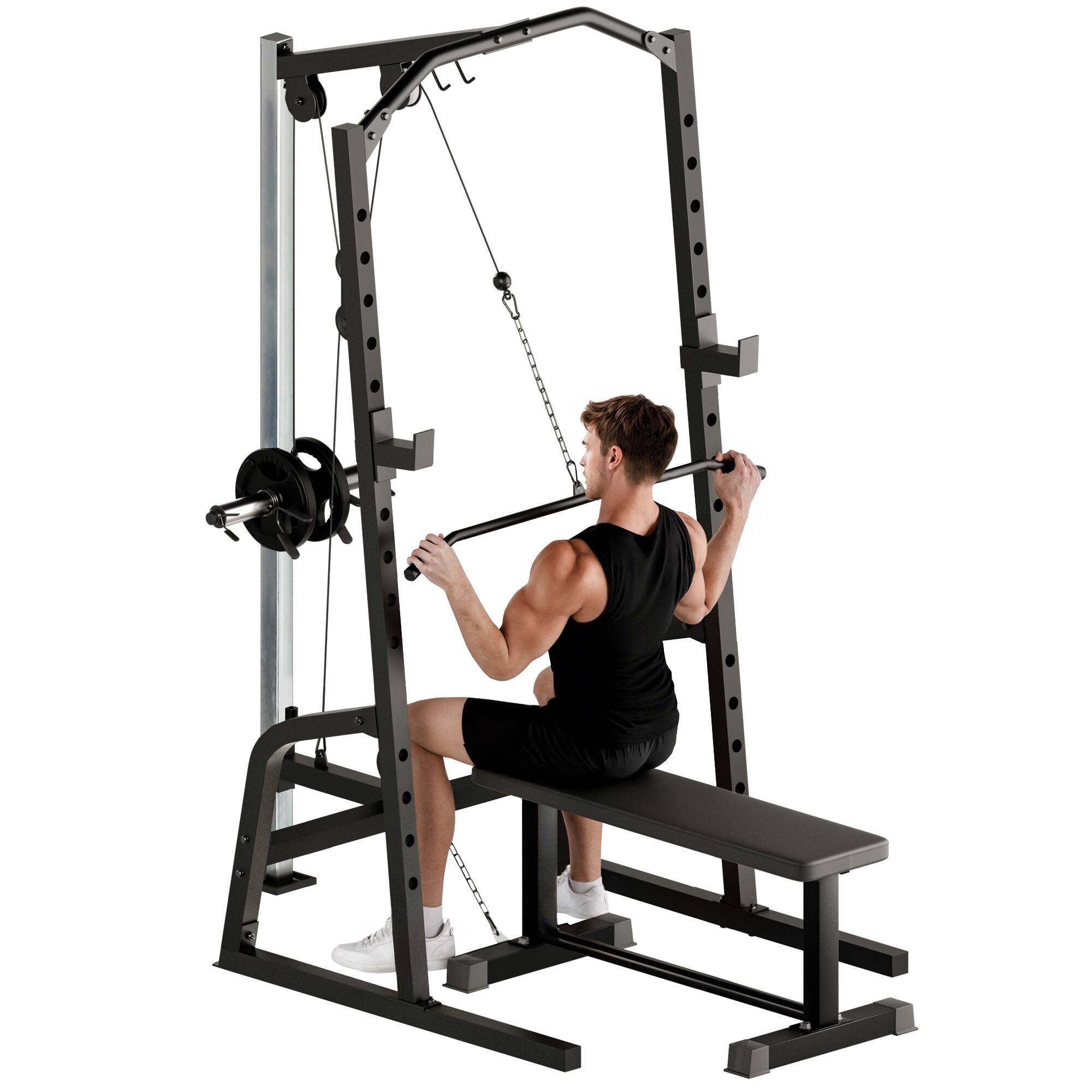 Soozier Power Cage, Multi Functional Power Rack with Cable Pulley ...