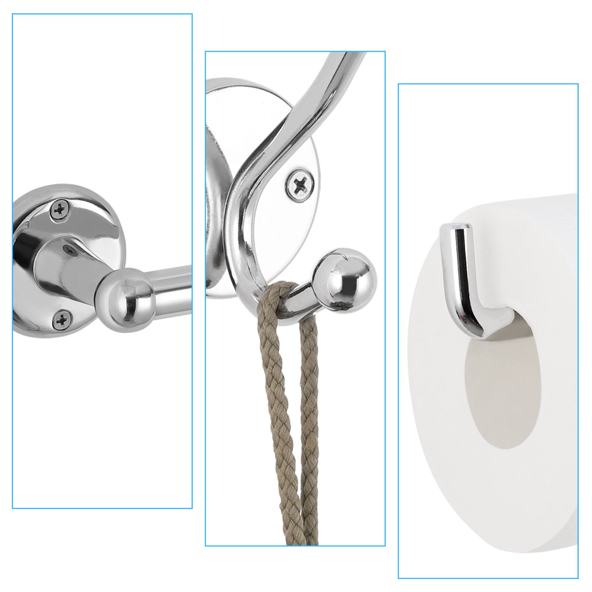 Oumilen Polished Chrome 4 Piece Toilet Paper Holders, Bathroom Hardware ...