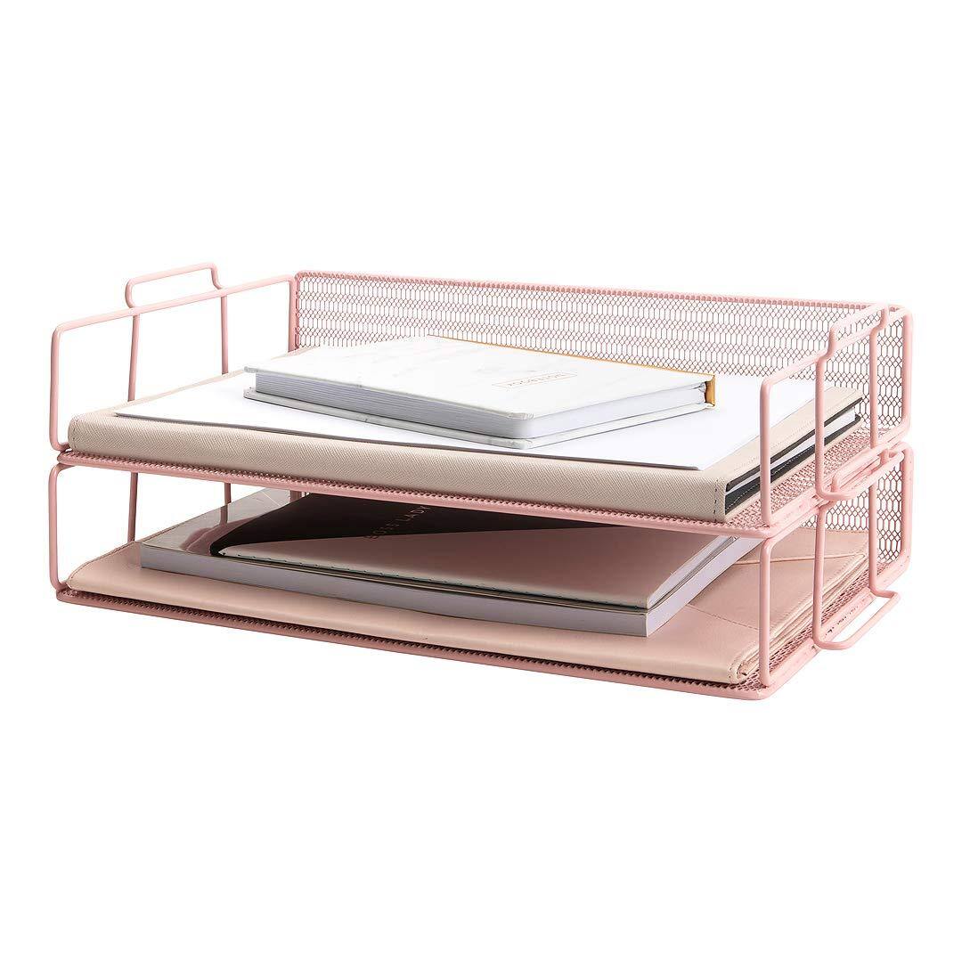 Dapper Styles Rose Mesh Paper Tray Set Of 2 Stackable Letter Trays ...