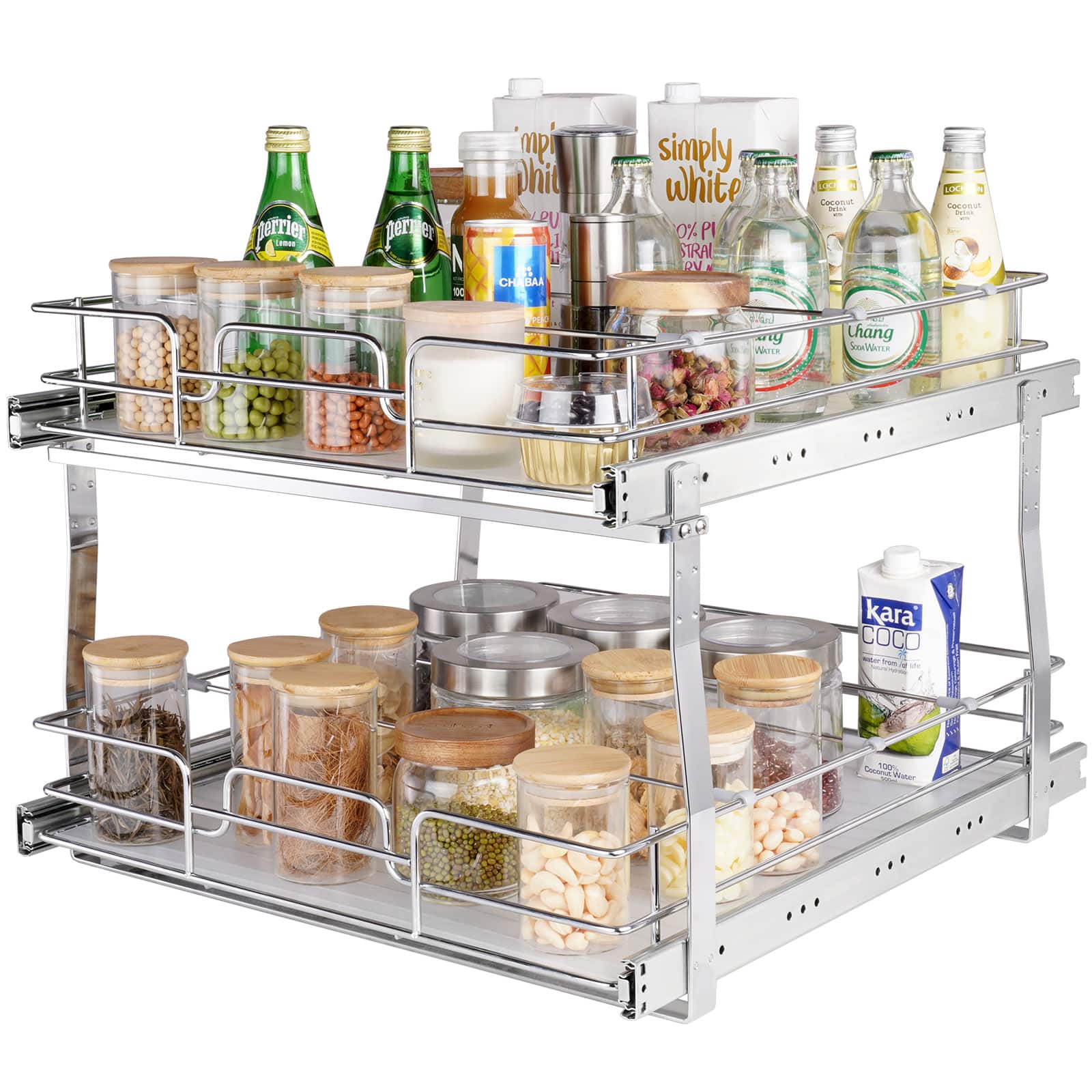 Vevor 2 Tier 20"Wx21"Dx15"H Pull Out Cabinet Organizer, Heavy Duty ...