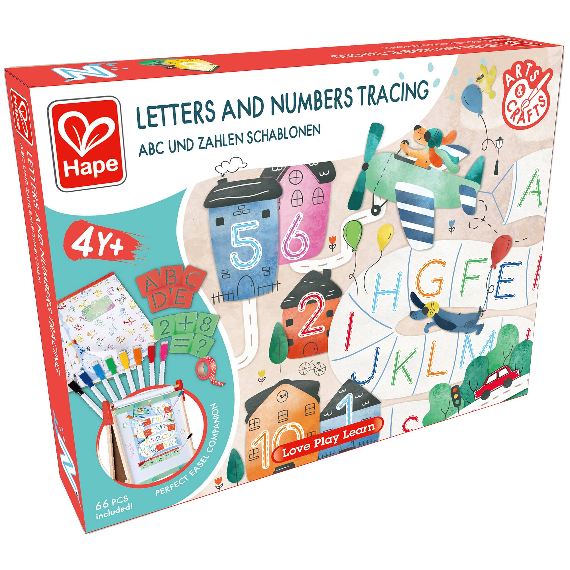 Best Buy: Hape Hape: Letters & Numbers Tracing 66pc Activity Set, Stencils, 4+ G6943478036604