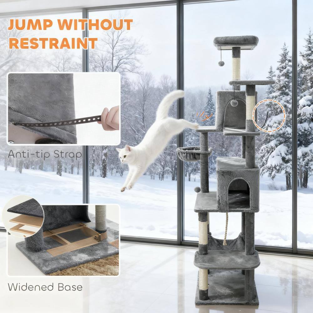 Siljoy 79.5" Extra Tall Multi Level Cat Tree Tower with Anti Tip Strap ...