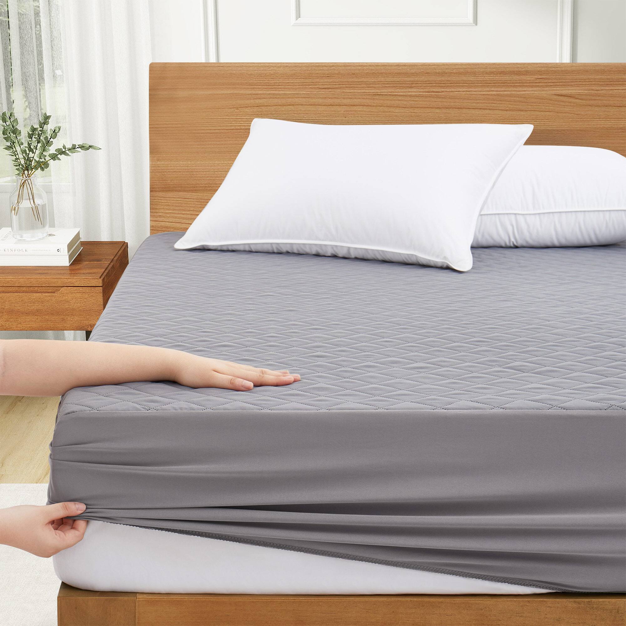 Peace Nest Waterproof Mattress Protector Noiseless & Secure Fit Grey ...