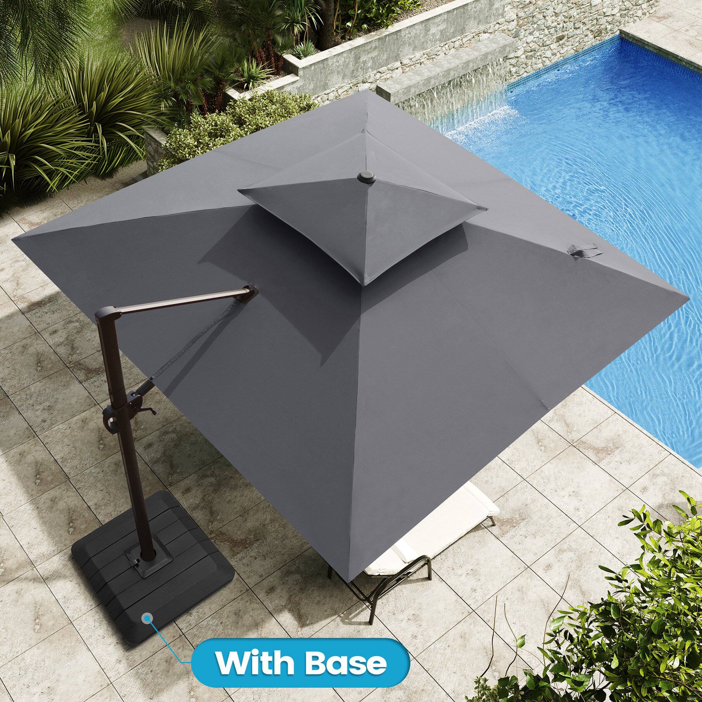 Crestlive Products 11x11ft Aluminum Double Top Crank Cantilever Patio ...