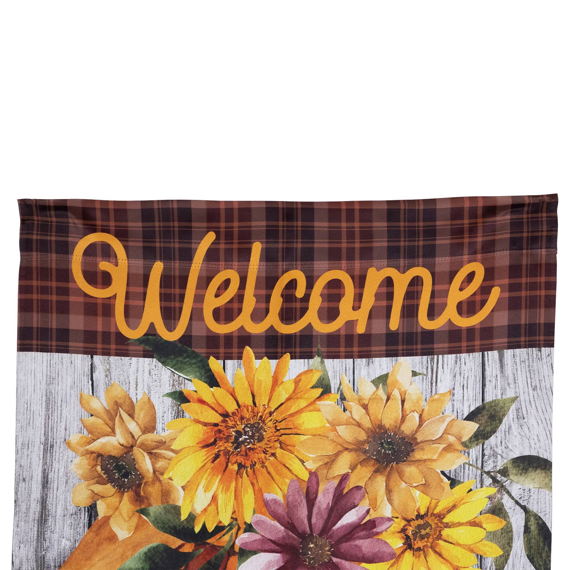 Northlight Flint Corn "Welcome" Fall Harvest Outdoor House Flag 40" x ...
