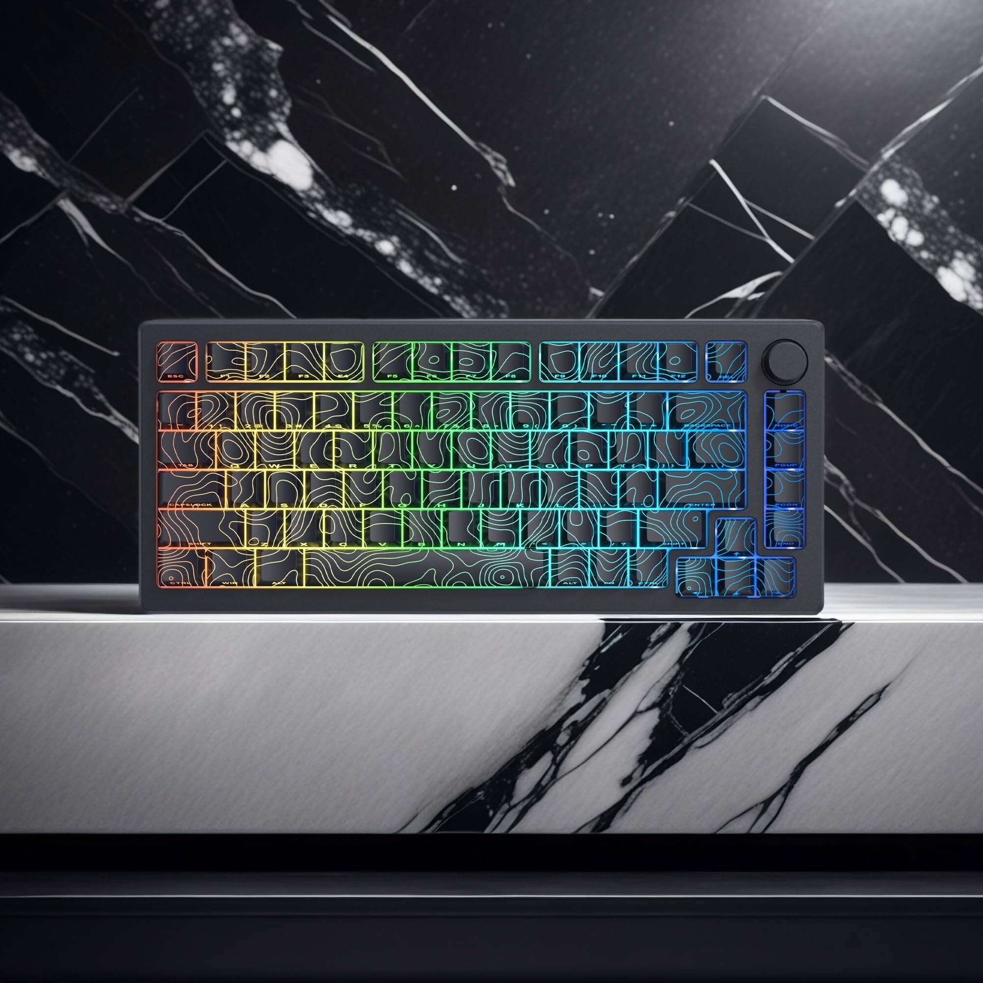 Comfort Essence Double Shot Pbt Keycaps Set Black Topographic Shine ...