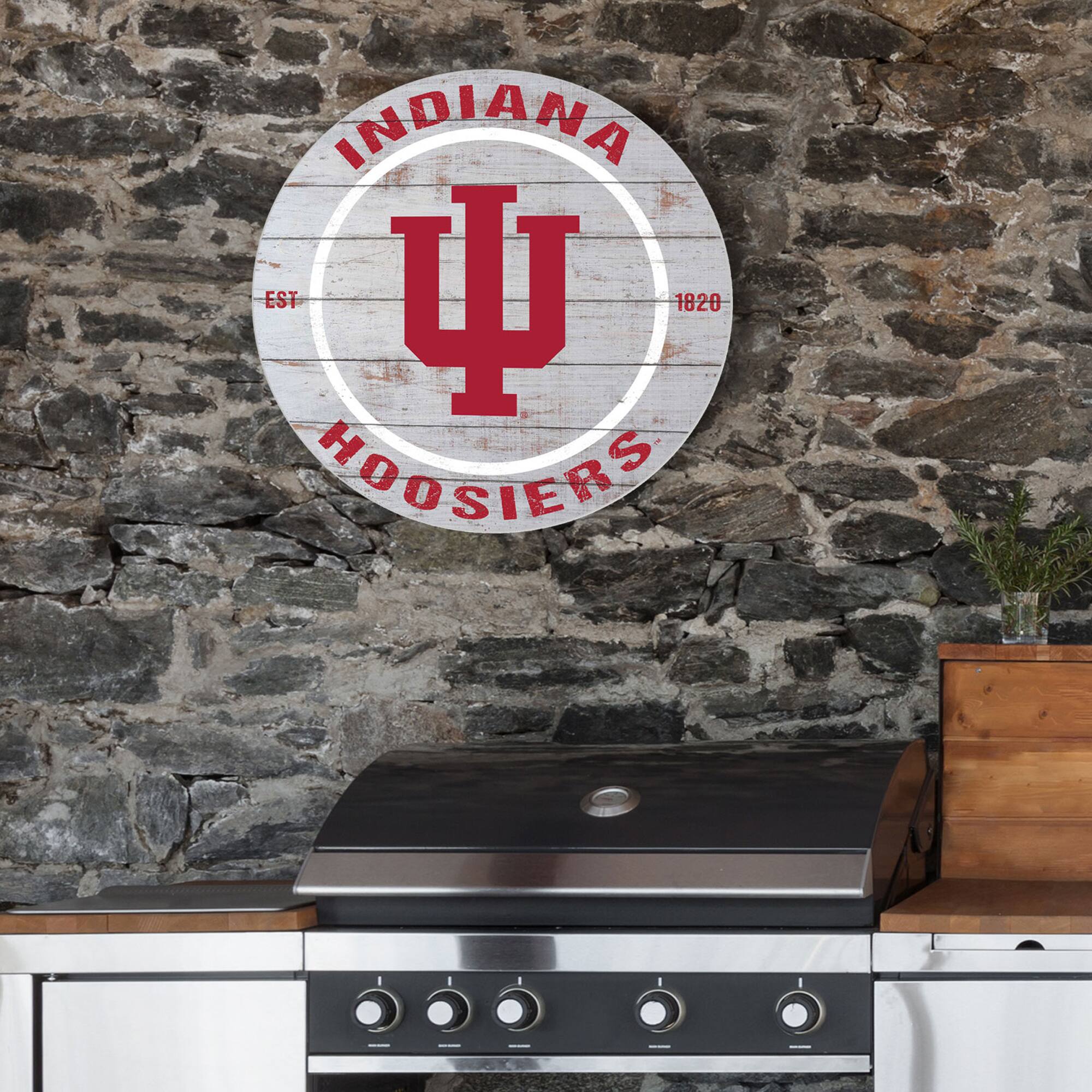Jardine Indiana Hoosiers 20'' x 20'' Indoor/Outdoor Weathered Circle ...