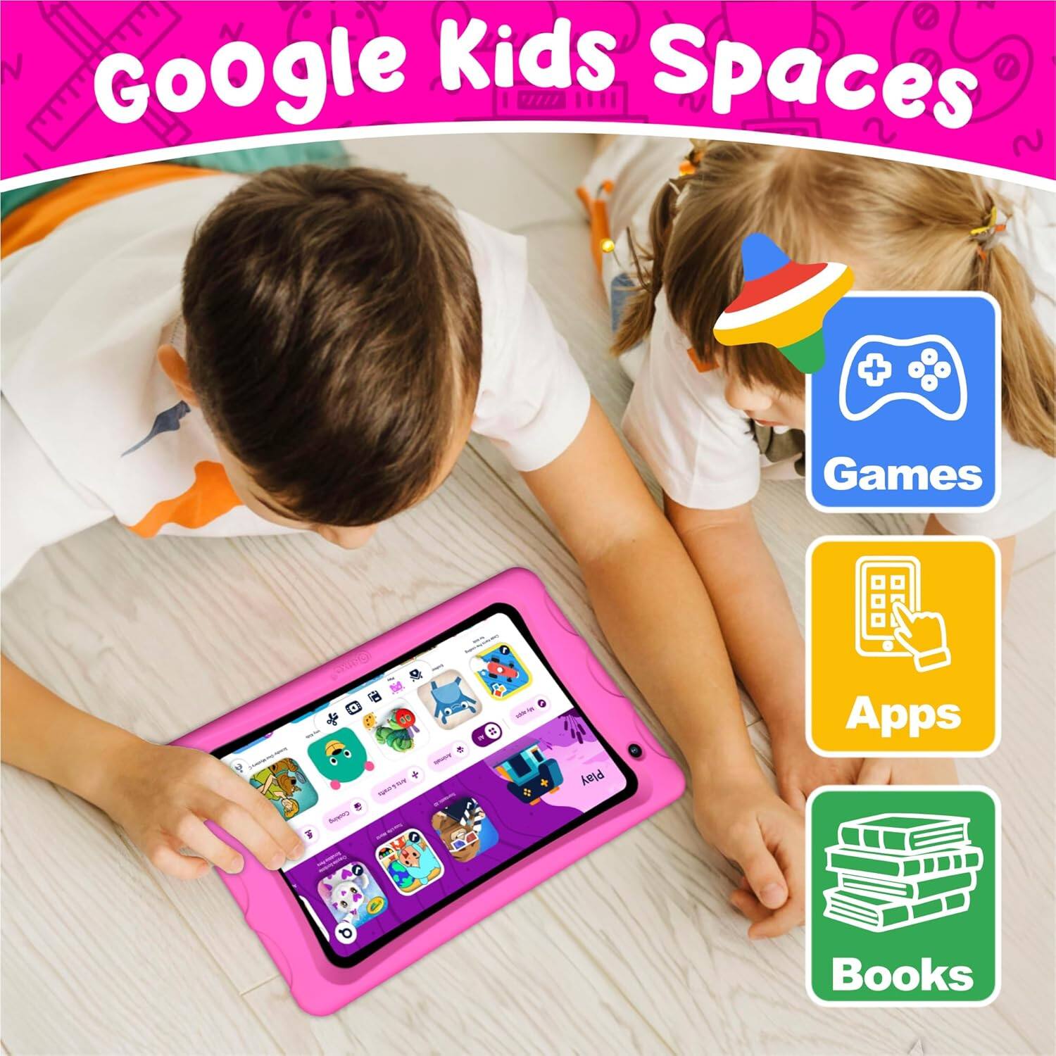 Contixo K80A 8" Kids Learning Tablets, Disney eBook Pre Installed, Android 13, 32GB, Kid Proof ...