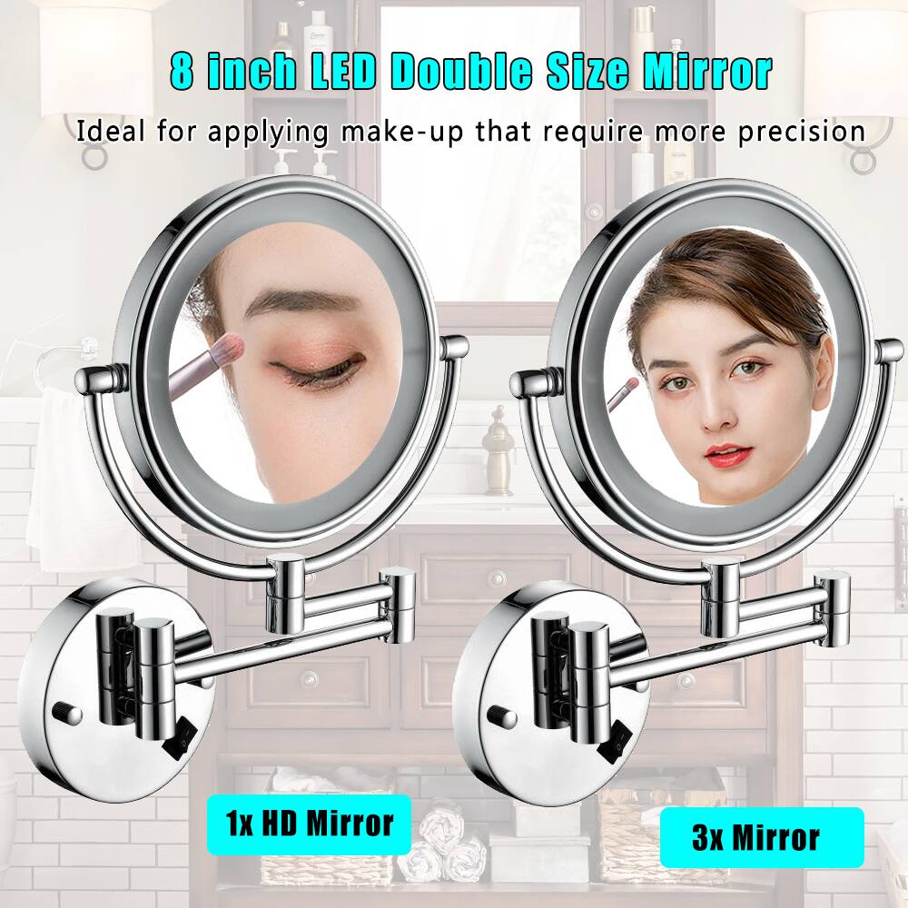 APRILSOUL 8 Inch LED Wall Mount Two Sided Magnifying Makeup Vanity ...