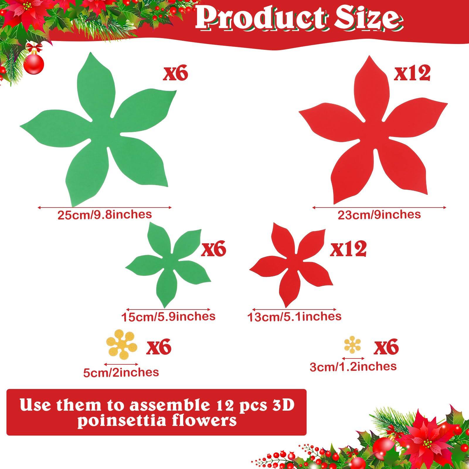 Paradigms Interiors 12 Christmas Poinsettia Paper Flower Decorations ...