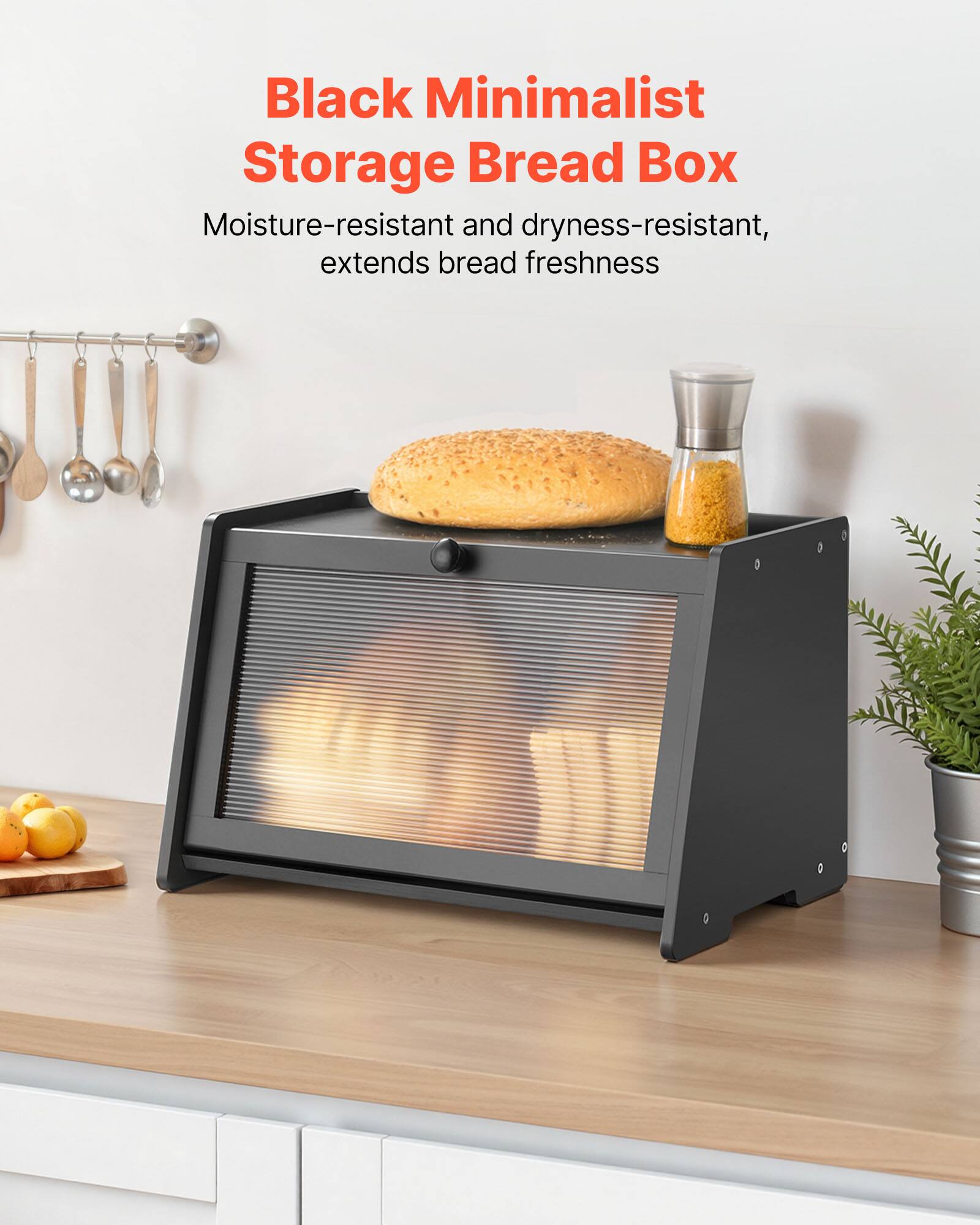 VEVOR Bread Box for Kitchen Counter, Large Capacity Bamboo Bread ...